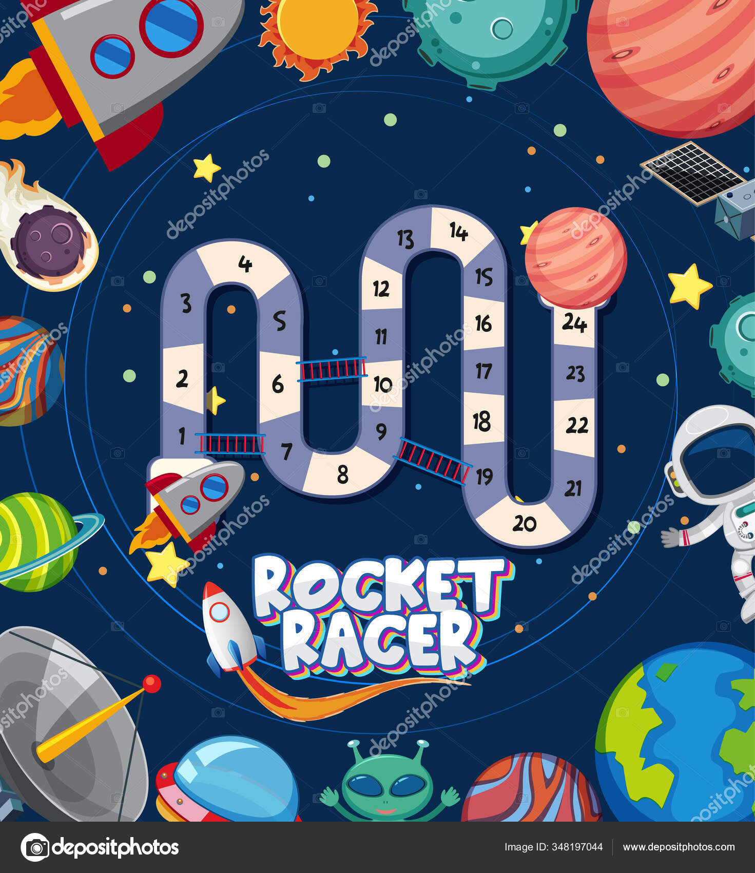 Game Template Alien Solar System Background Illustration Stock Vector ...