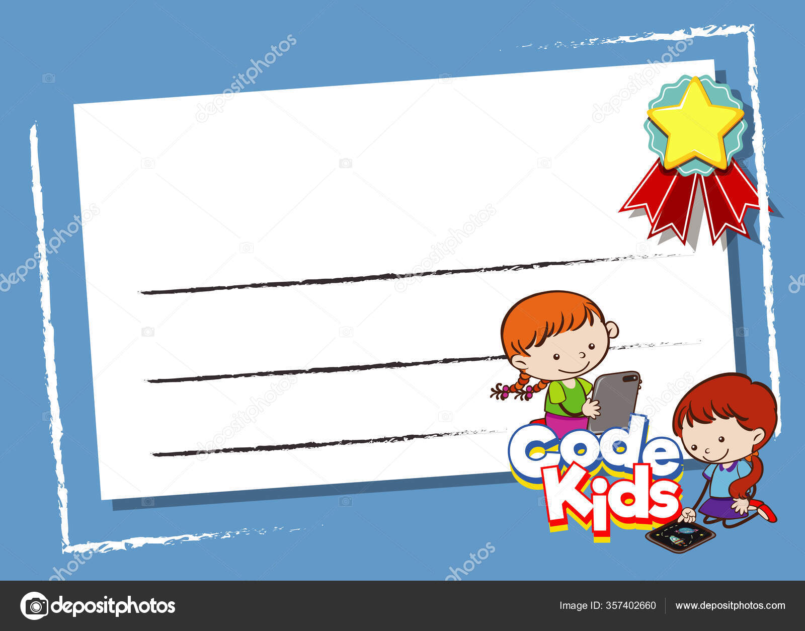 Background Design Template Kids Using Computer Illustration Stock ...