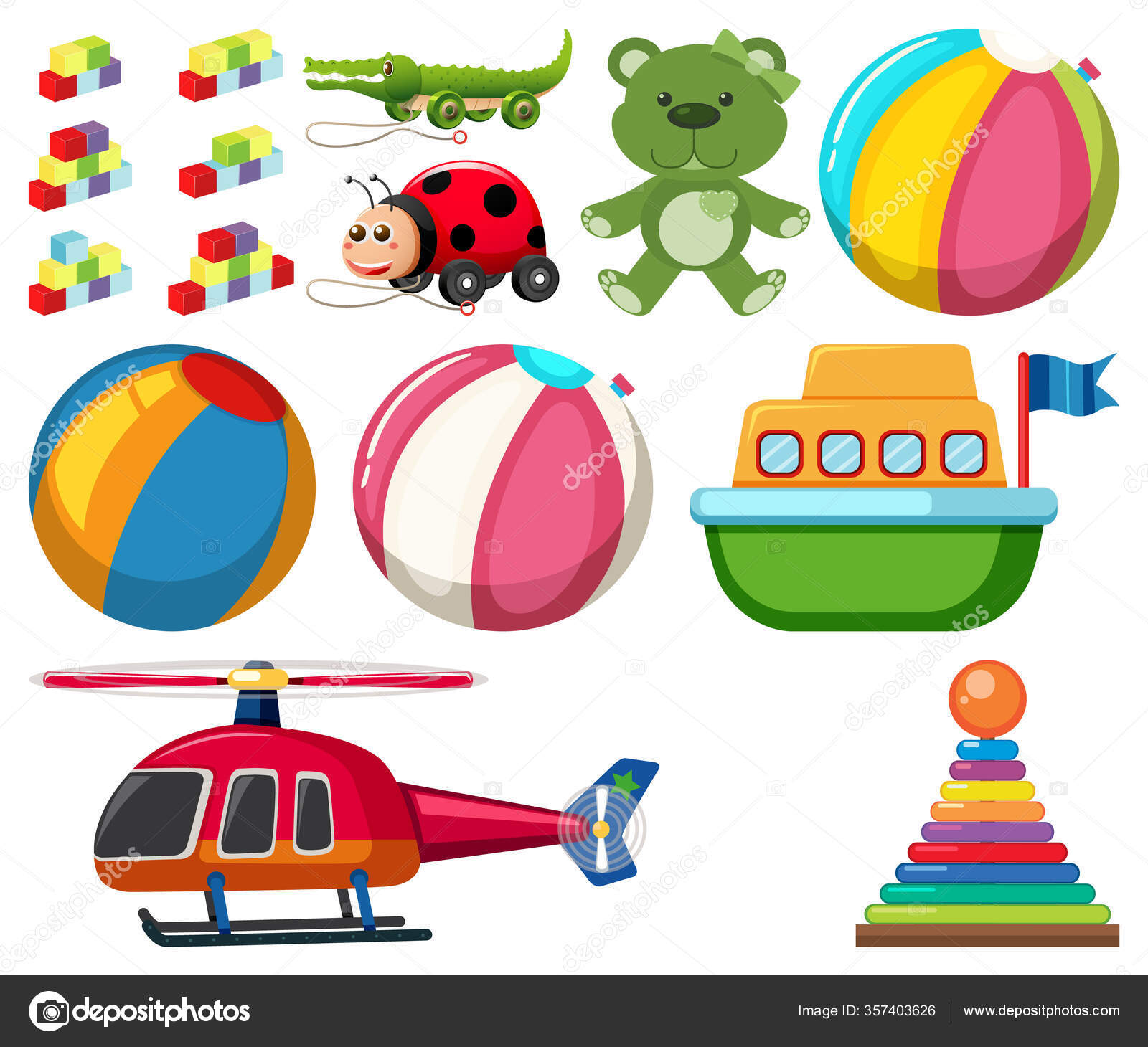 Large Set Different Toys White Background Illustration Stock ...
