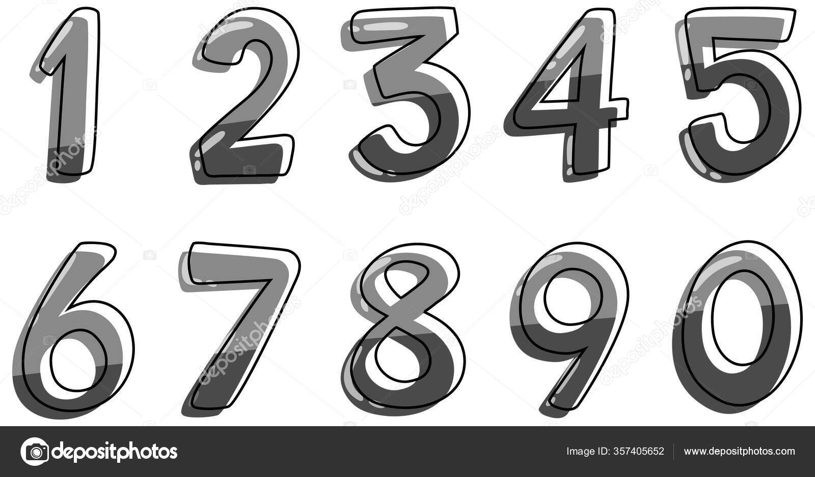 Font Design Numbers One Zero White Background Illustration Stock Vector ...
