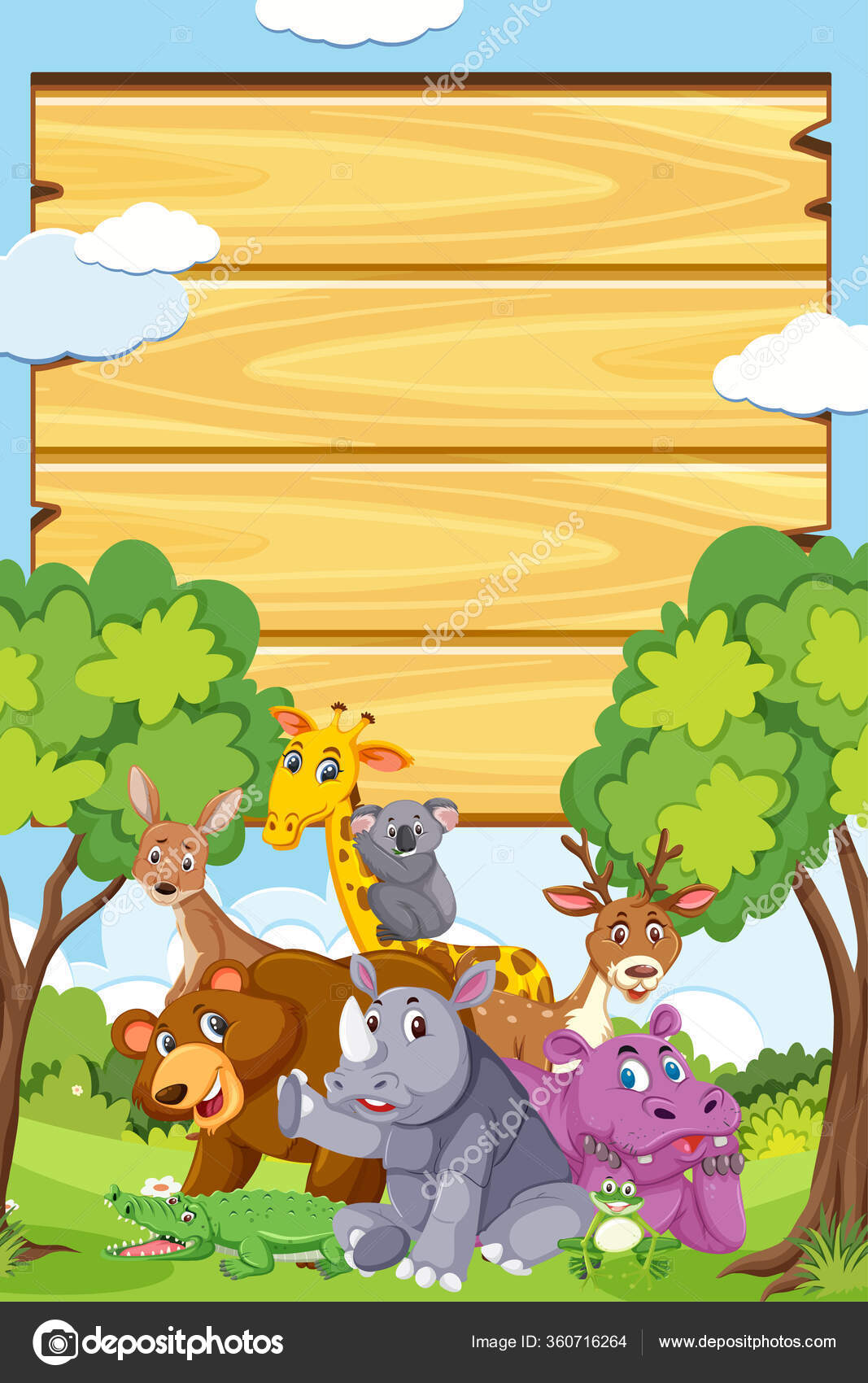 Border Template Design Many Wild Animals Background Illustration Stock ...