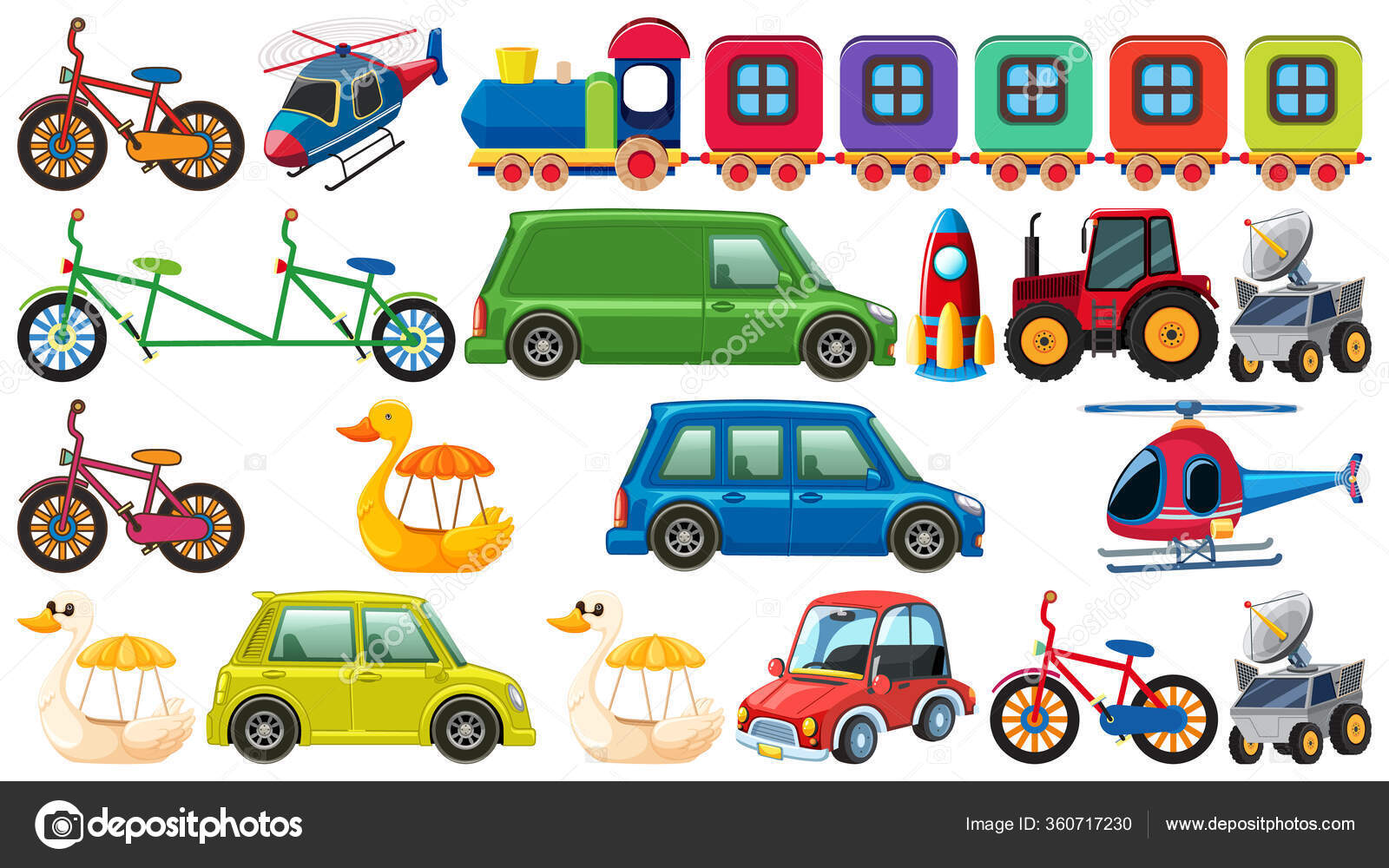 Big Set Different Types Transportation White Background Illustration ...