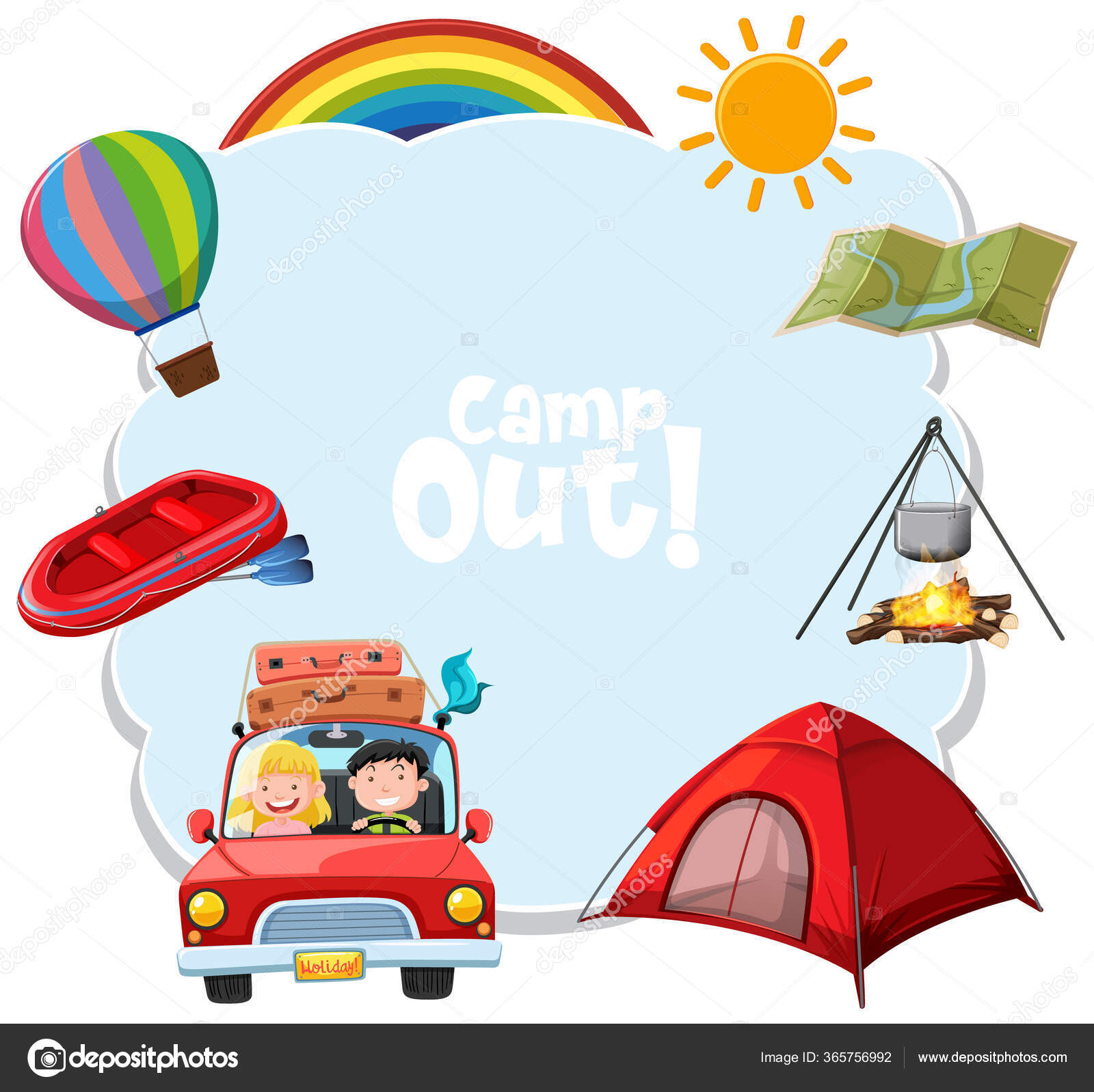 Plantilla Fondo Con Tema Camping Ilustración Vector de stock por ©brgfx ...