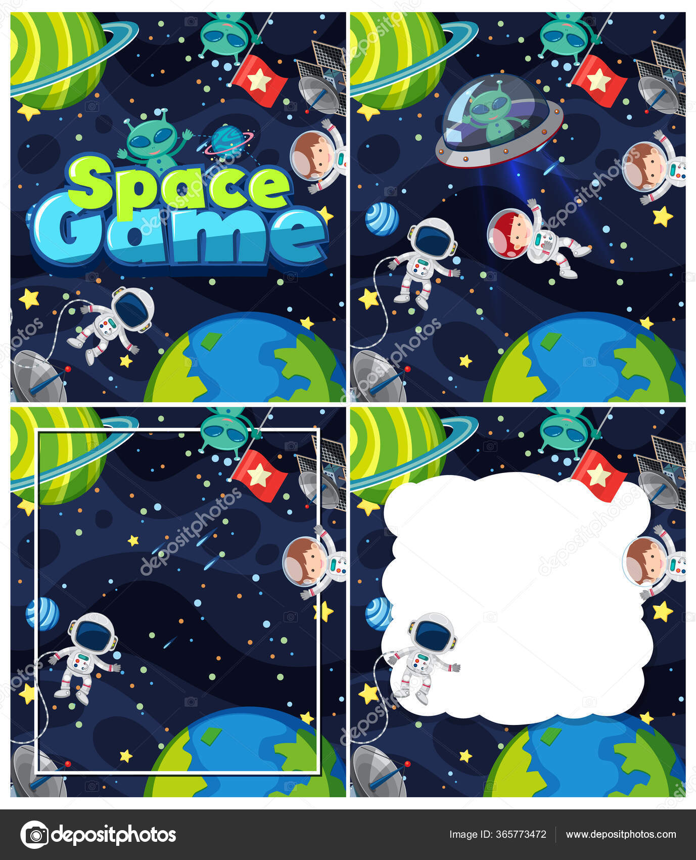 Four Background Scenes Space Theme Illustration Stock Vector Image by ...