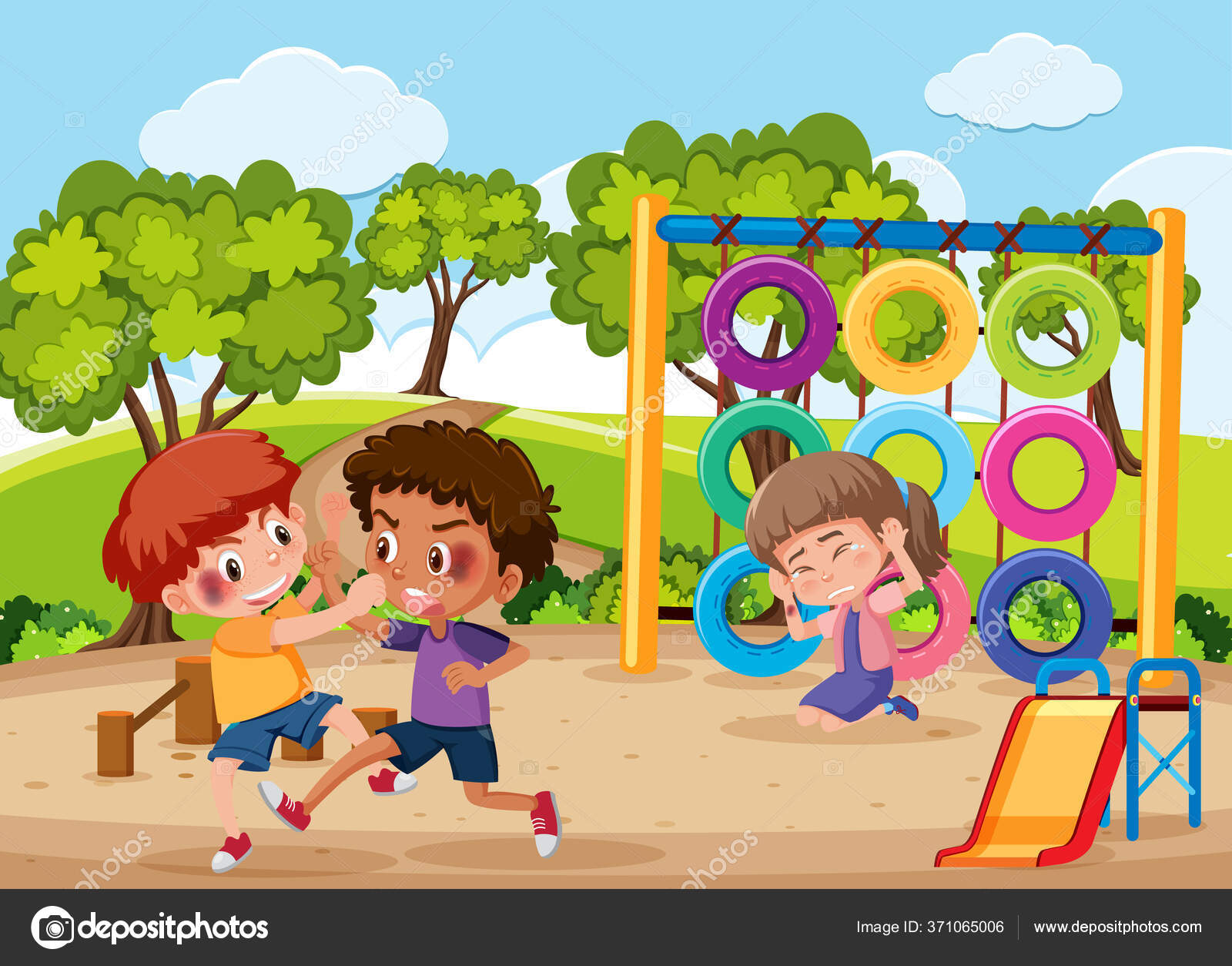 Clip Art Del Patio De Recreo Grupo De Estudiantes Mono En El Patio De