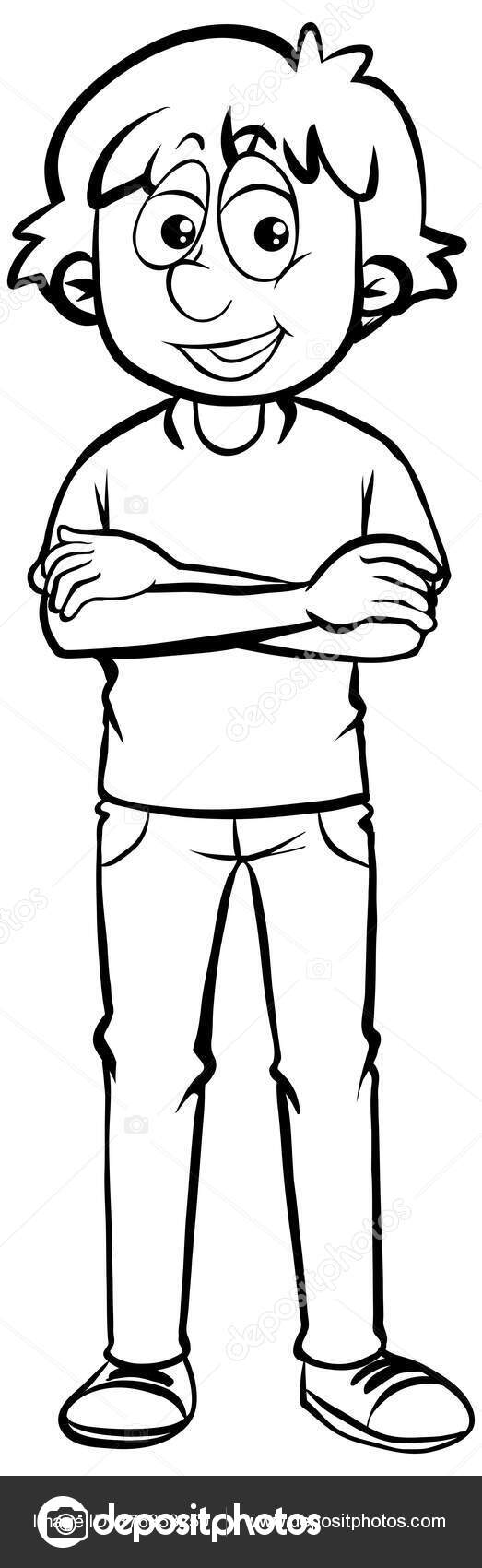 Doodle Dibujo Hombre Feliz Sobre Fondo Blanco Ilustración Vector de ...