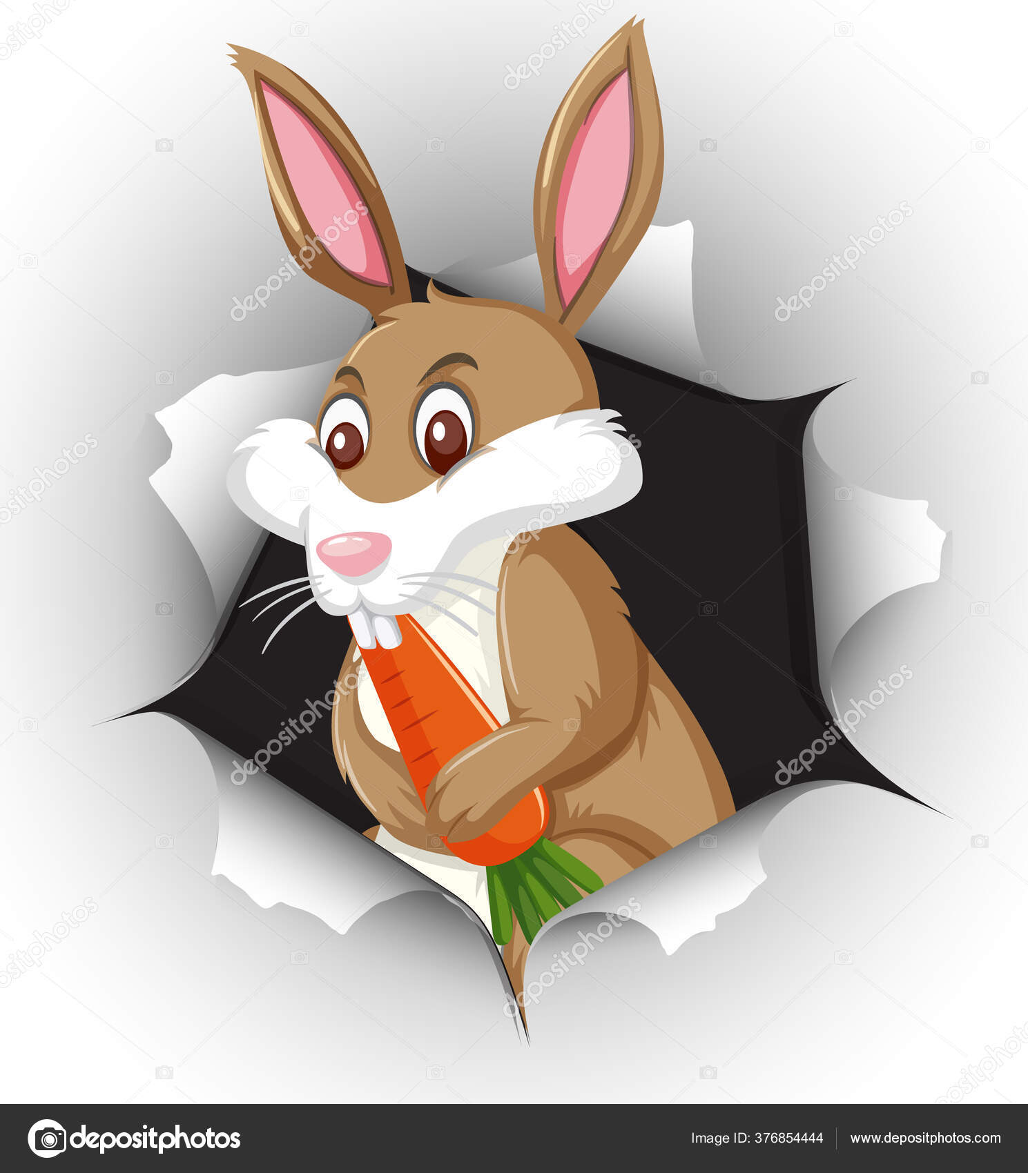 Cute Bunny Coming Out Cracked Wall Illustration Stock Illustration by ...
