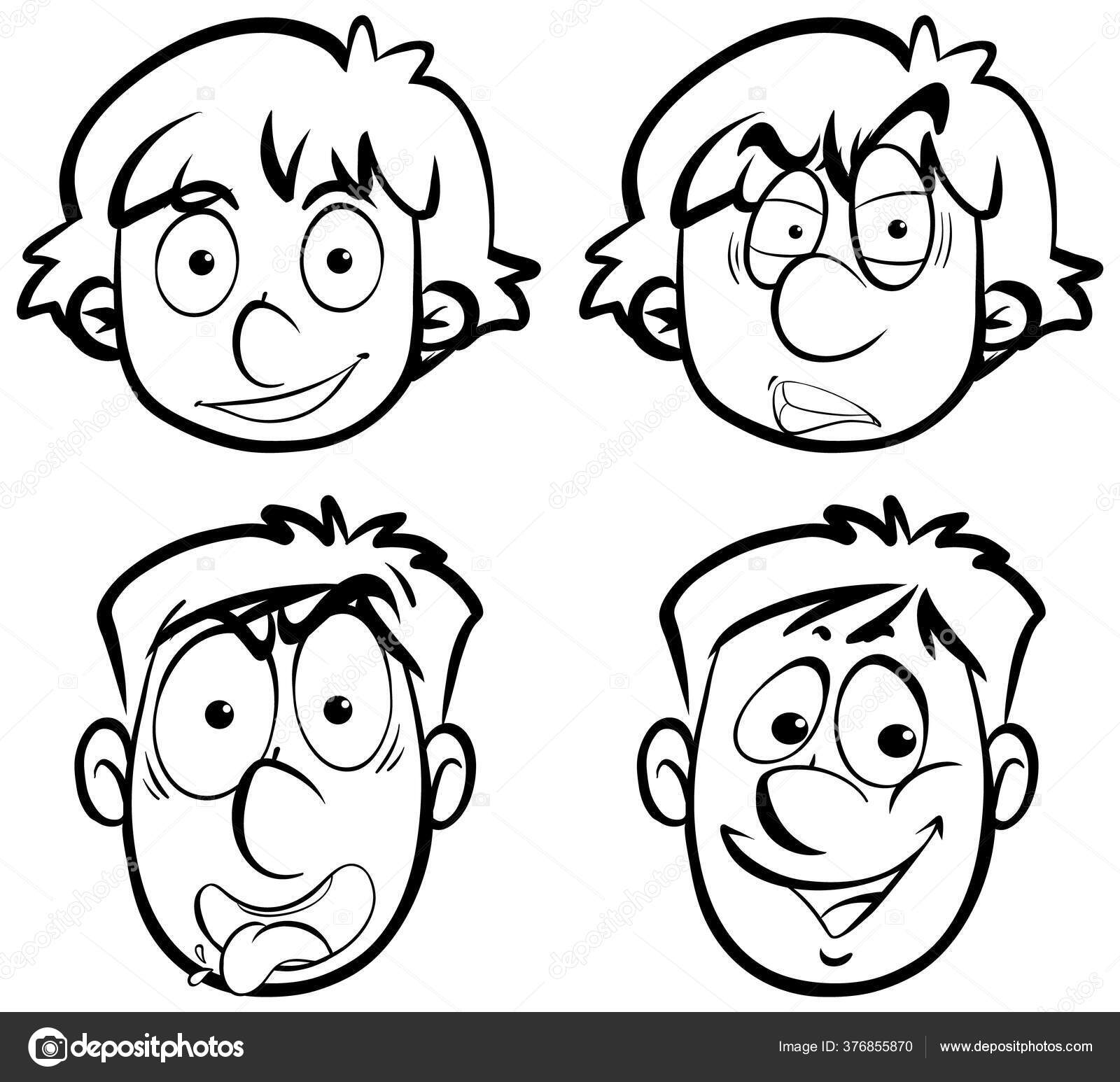 Rostros Humanos Con Diferentes Expresiones Faciales Ilustración Vector ...