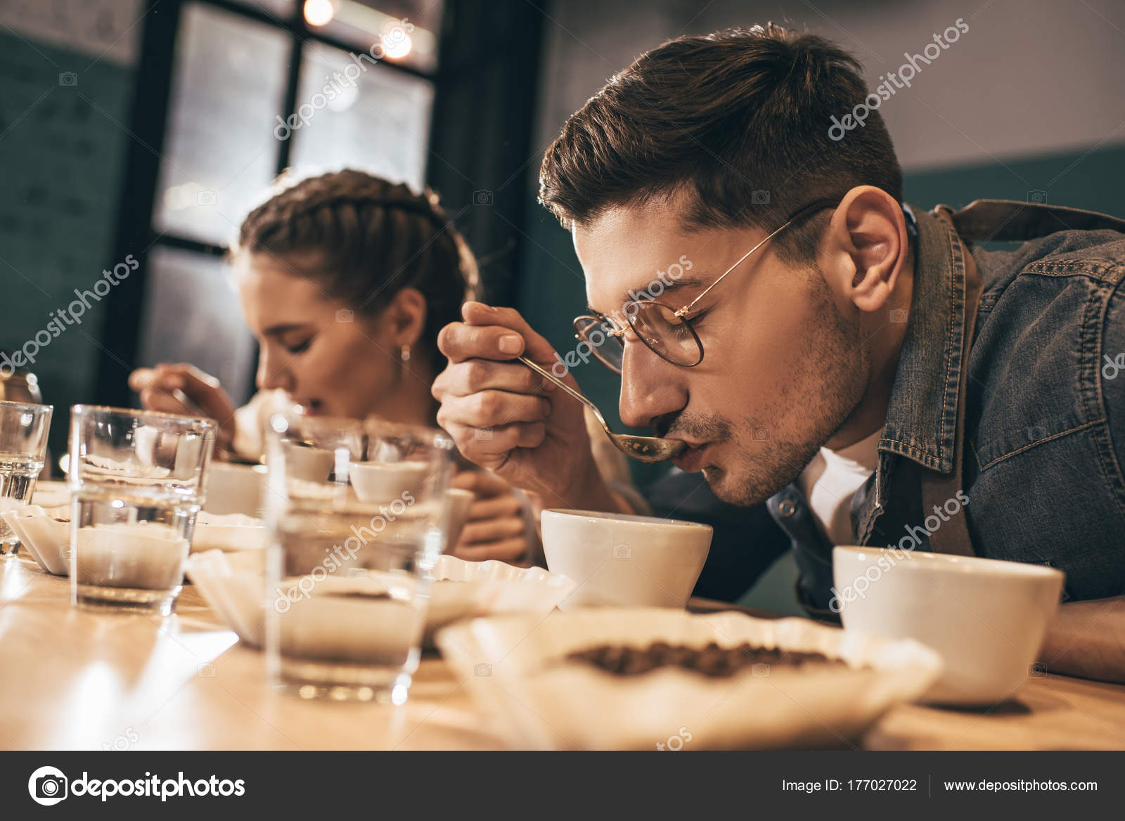 Coffee Shop Workers Checking Coffee Quality Coffee Food Function Stock ...