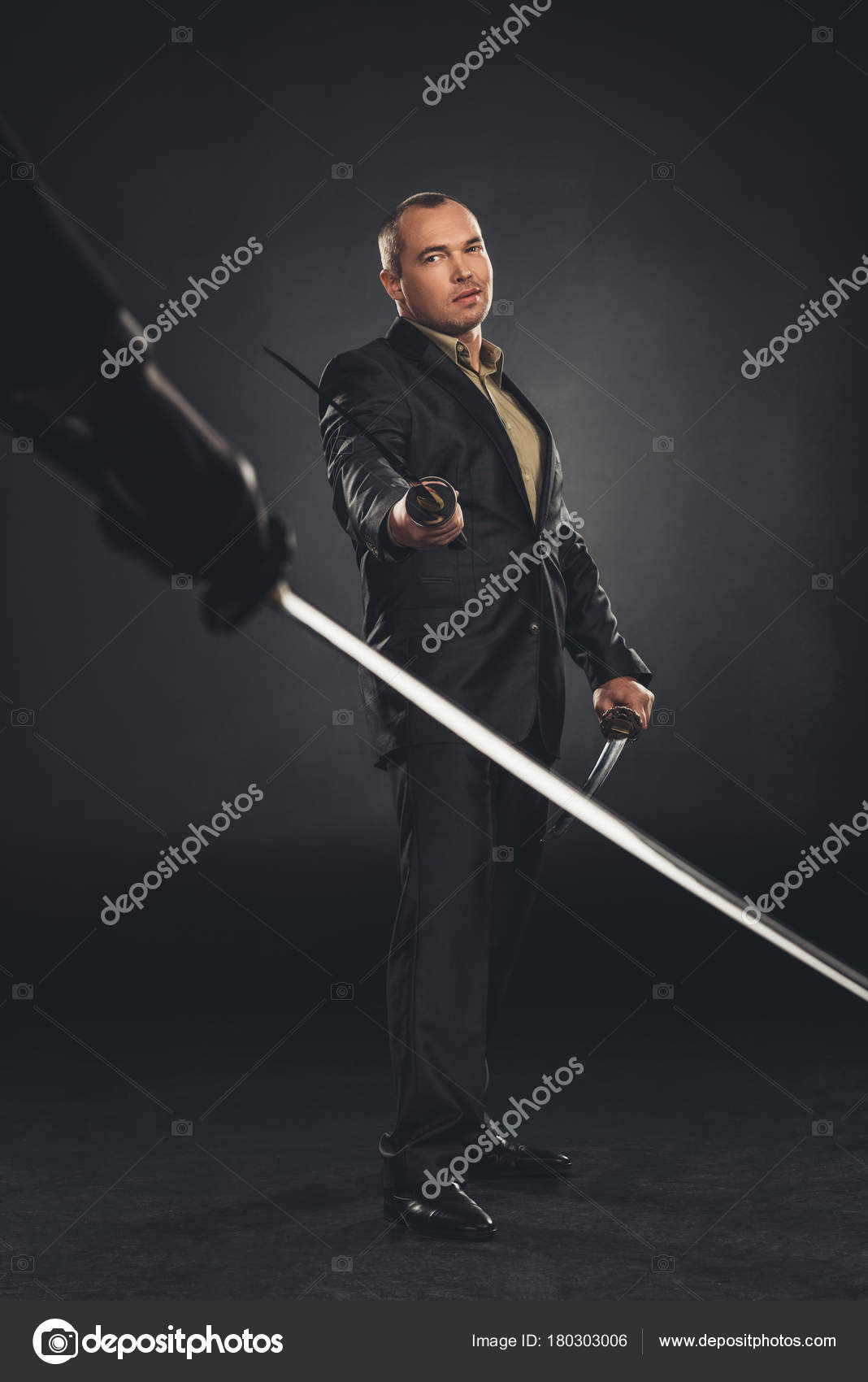 Modern Samurai Suit Ready Fight Black — Stock Photo ...