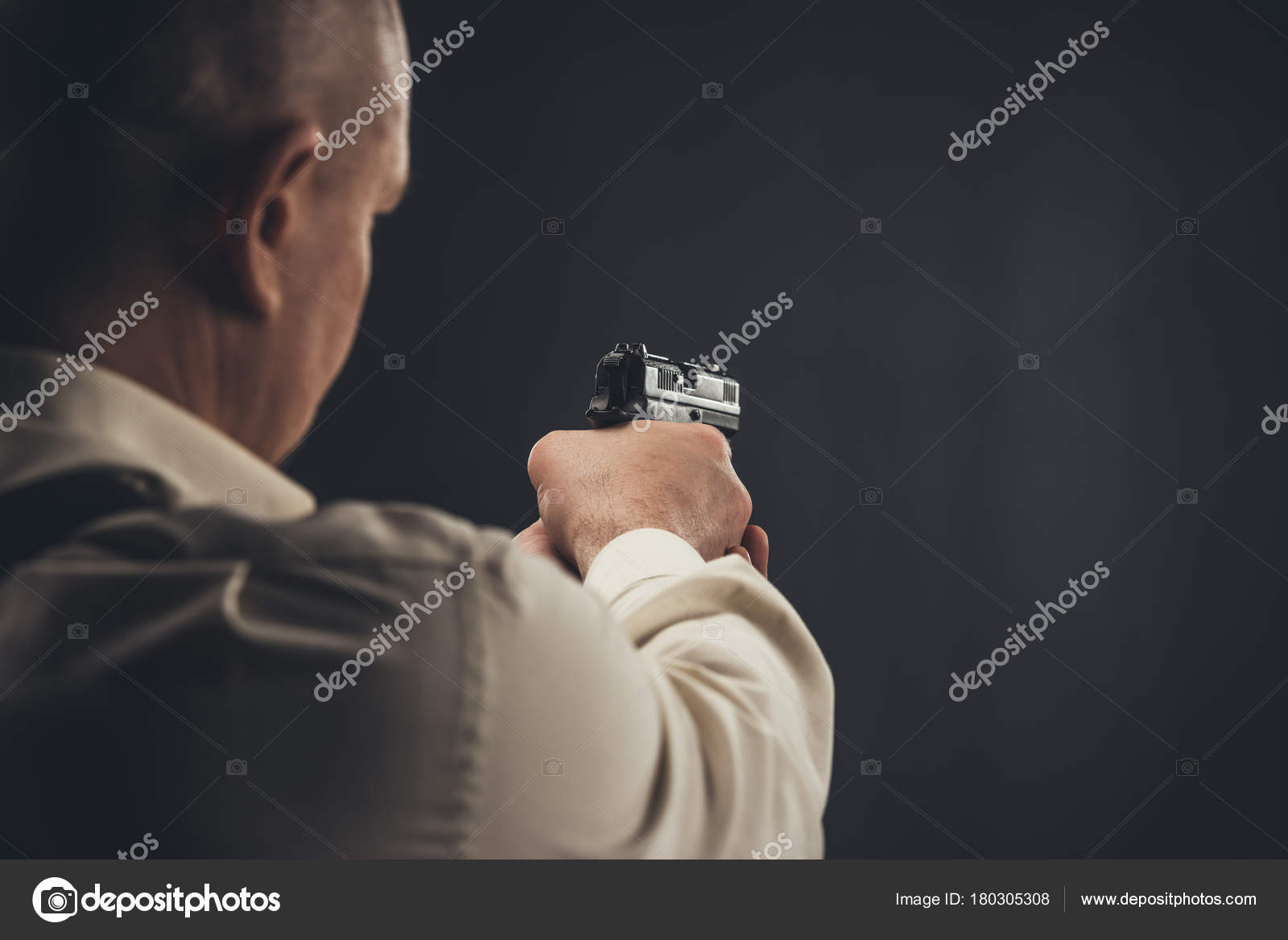 Close Shot Security Man Aiming Gun Stock Photo by ©ArturVerkhovetskiy ...