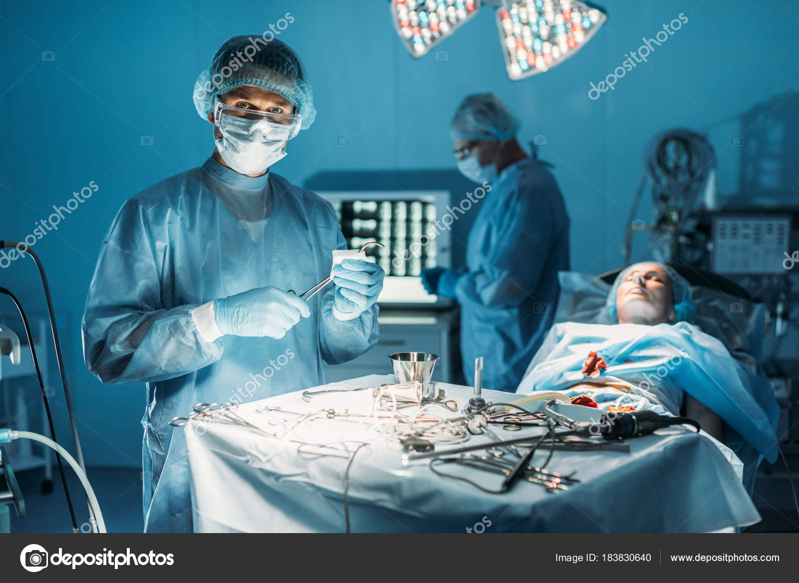 Surgeon Cleaning Surgical Tweezers Looking Camera Surgery Room Stock ...