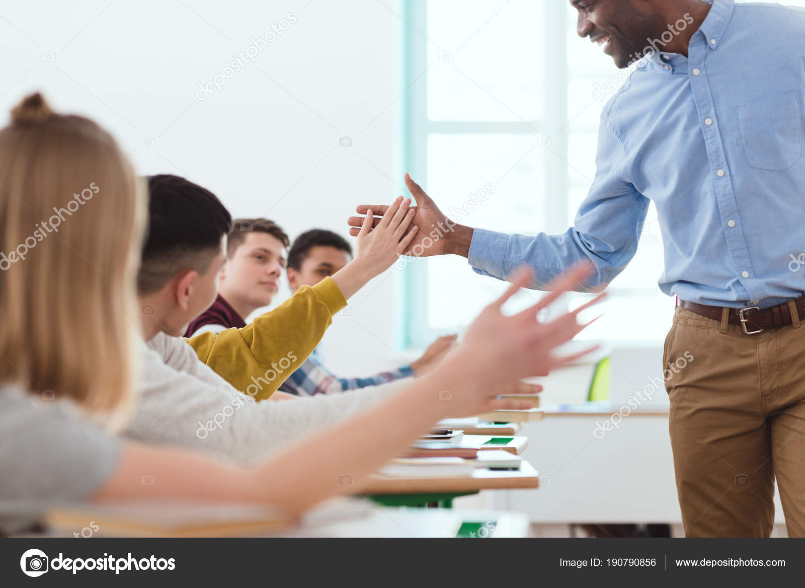 Cropped Image African American Taking High Five Multicultural High ...