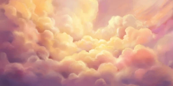 Heaven sky with yellow and pink pastel clouds - Stock Image - Everypixel