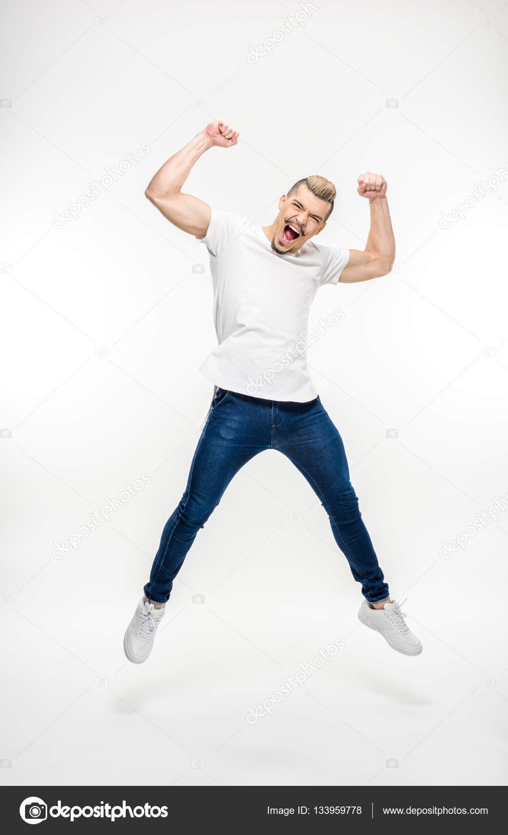 Exited man jumping — Stock Photo © DmitryPoch #133959778