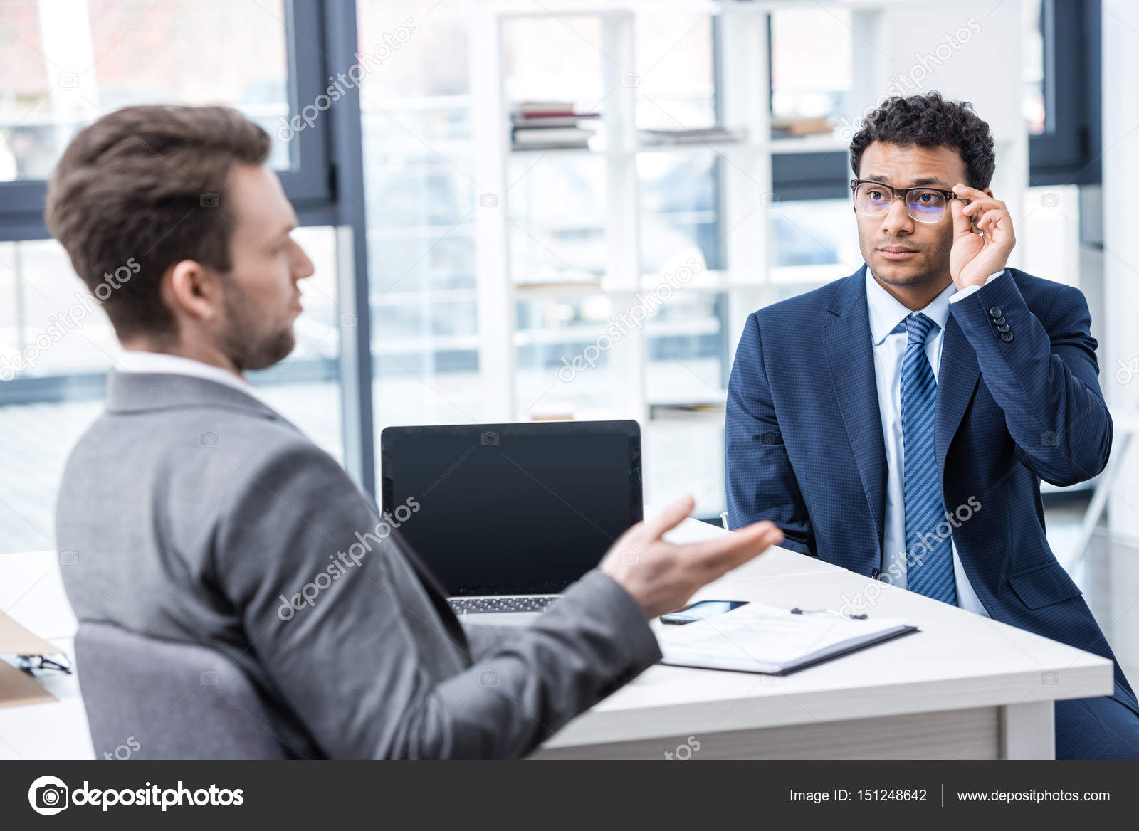 Businessmen at job interview — Stock Photo © DmitryPoch #151248642 Businessmen at job interview — Stock Photo © DmitryPoch #151248642