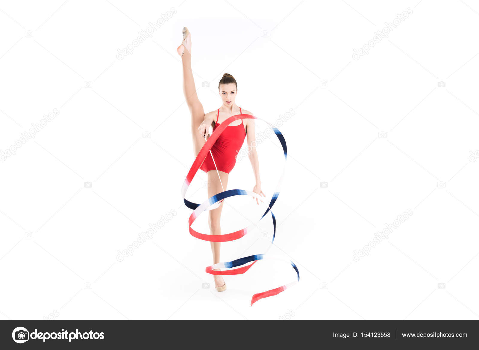 Woman rhythmic gymnast training with rope — Stock Photo © DmitryPoch ...