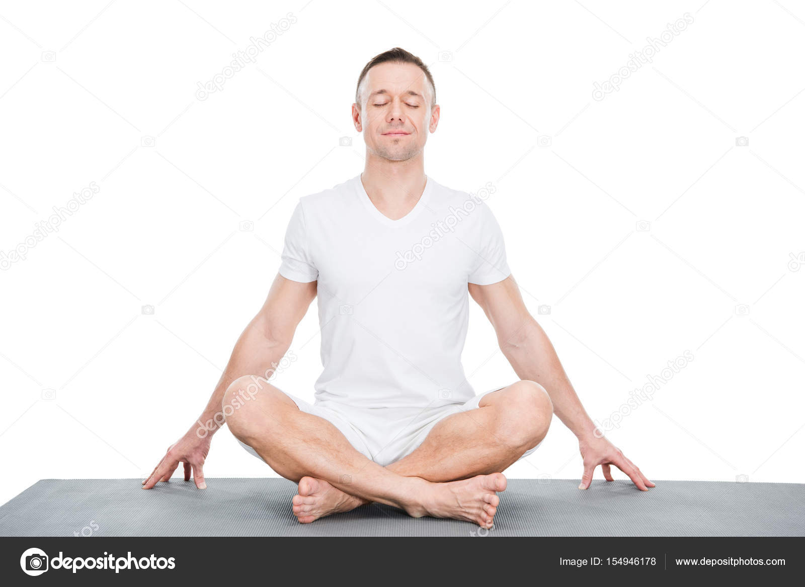 Man sitting in lotus position Stock Photo by ©DmitryPoch 154946178