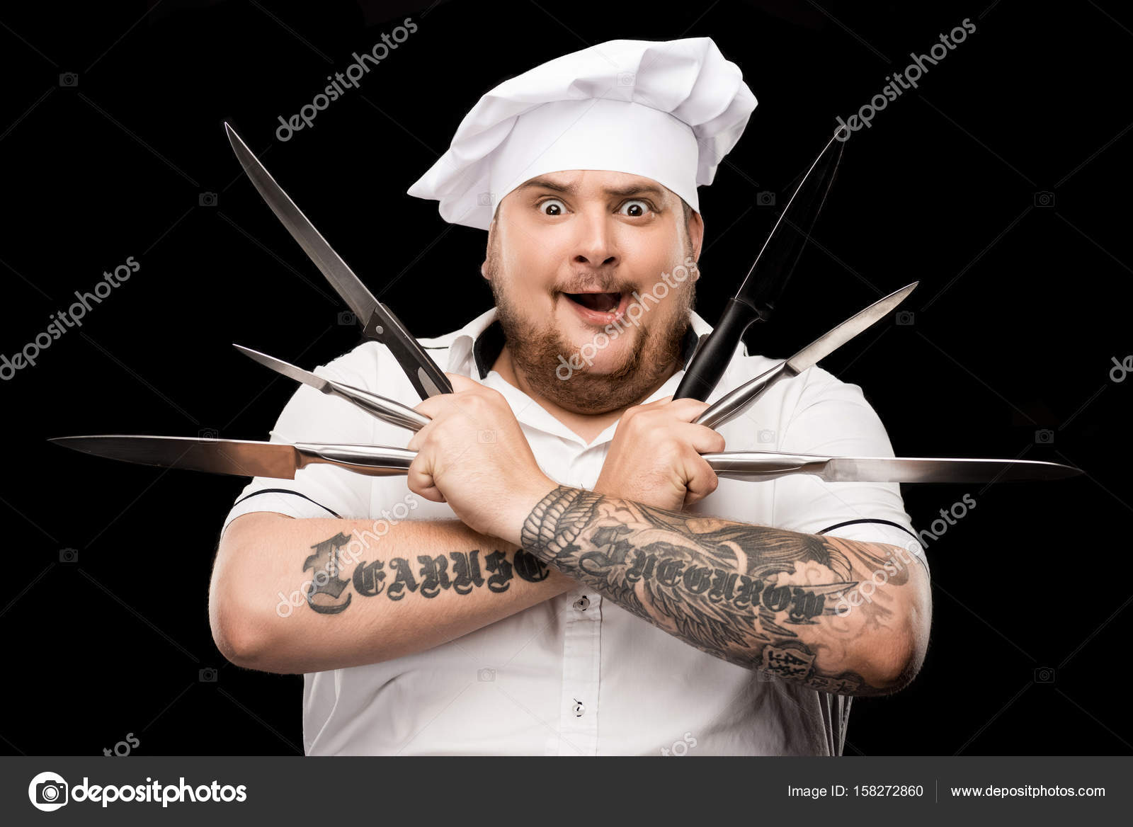 Professional chef with knife Stock Photo by ©DmitryPoch 158272860