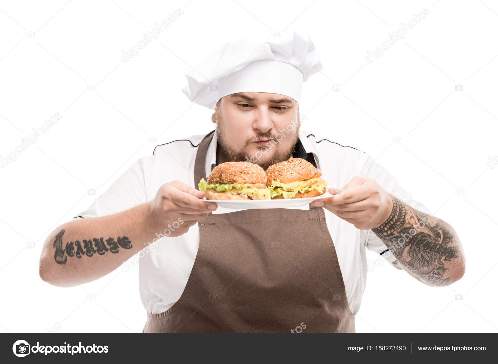 Cooker with burgers on plate — Stock Photo © DmitryPoch #158273490