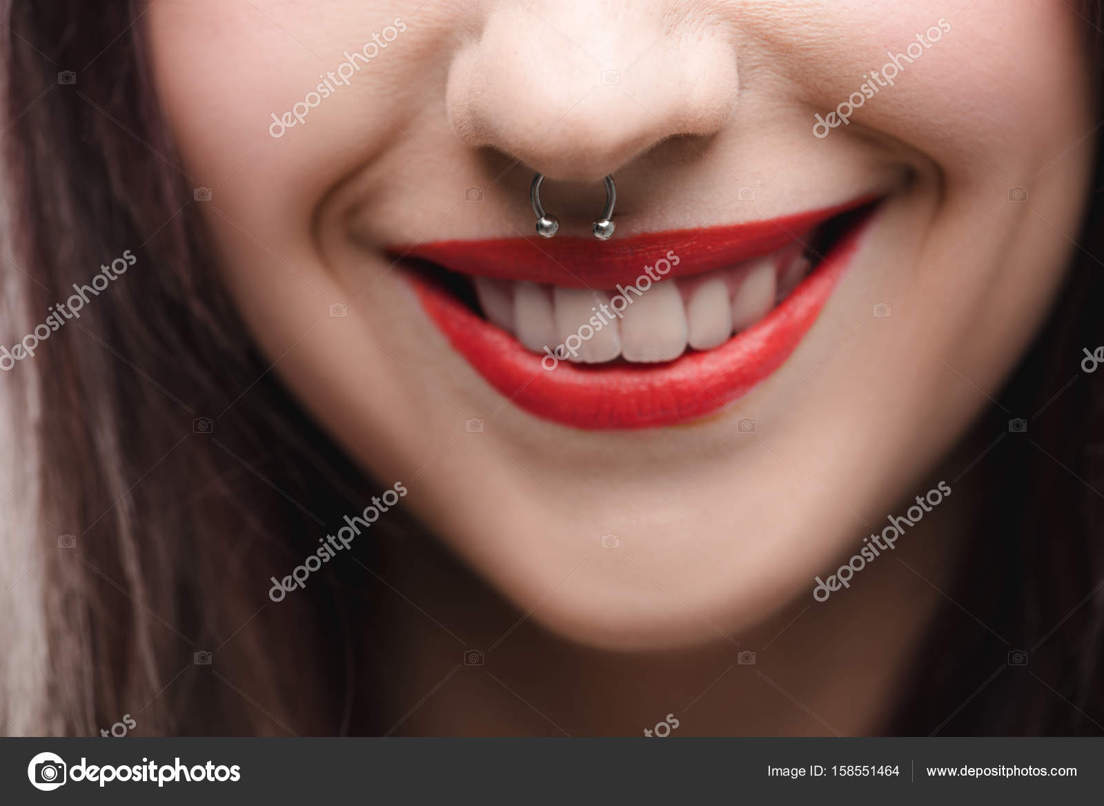 Girl with red lips and piercing in nose Stock Photo by ©DmitryPoch ...