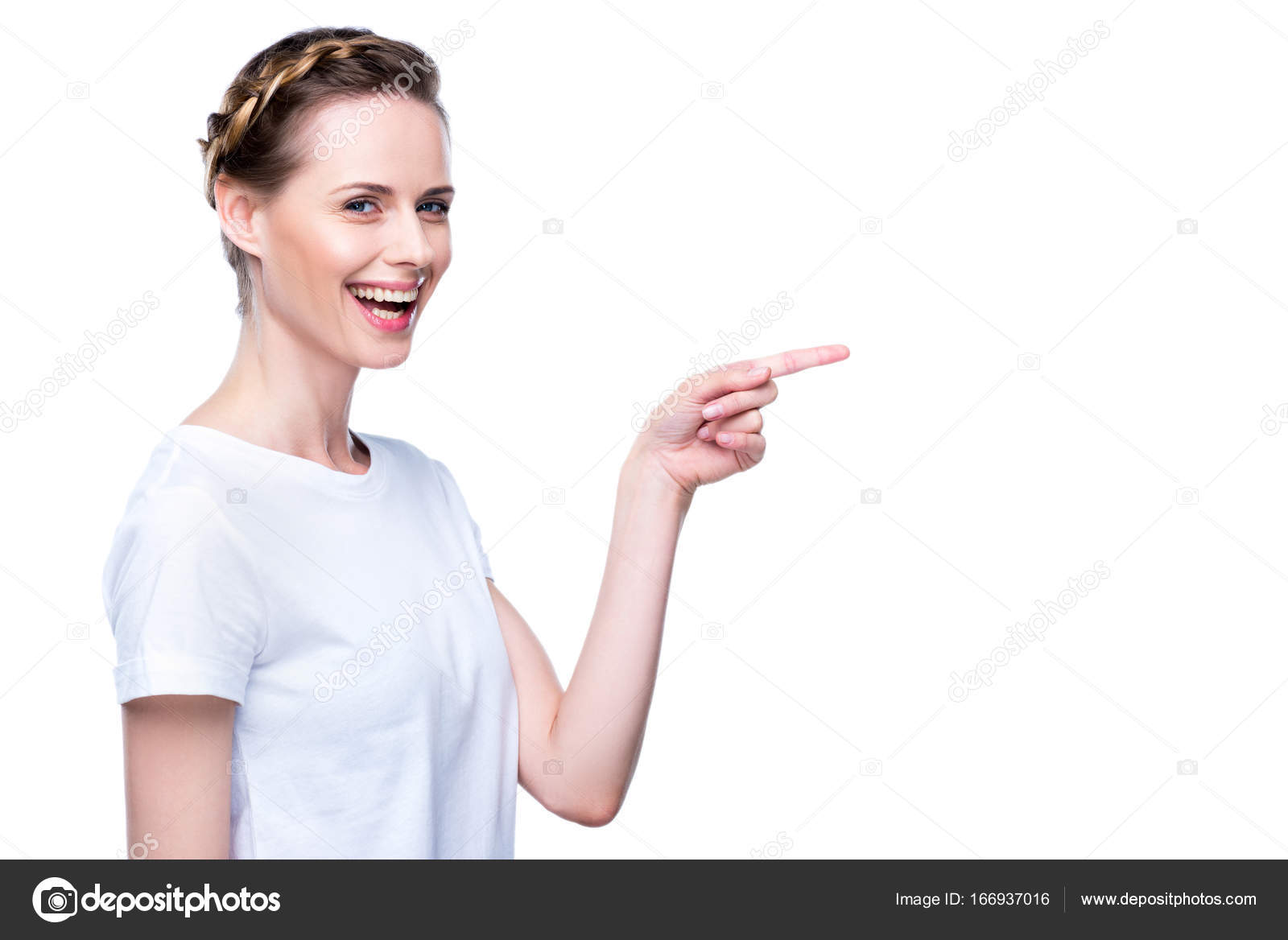 Beautiful pointing woman — Stock Photo © DmitryPoch #166937016