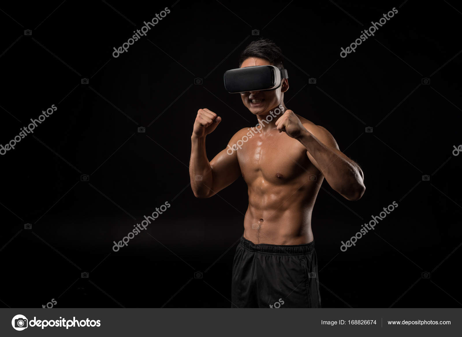 Muscular man in vr headset — Stock Photo © DmitryPoch #168826674
