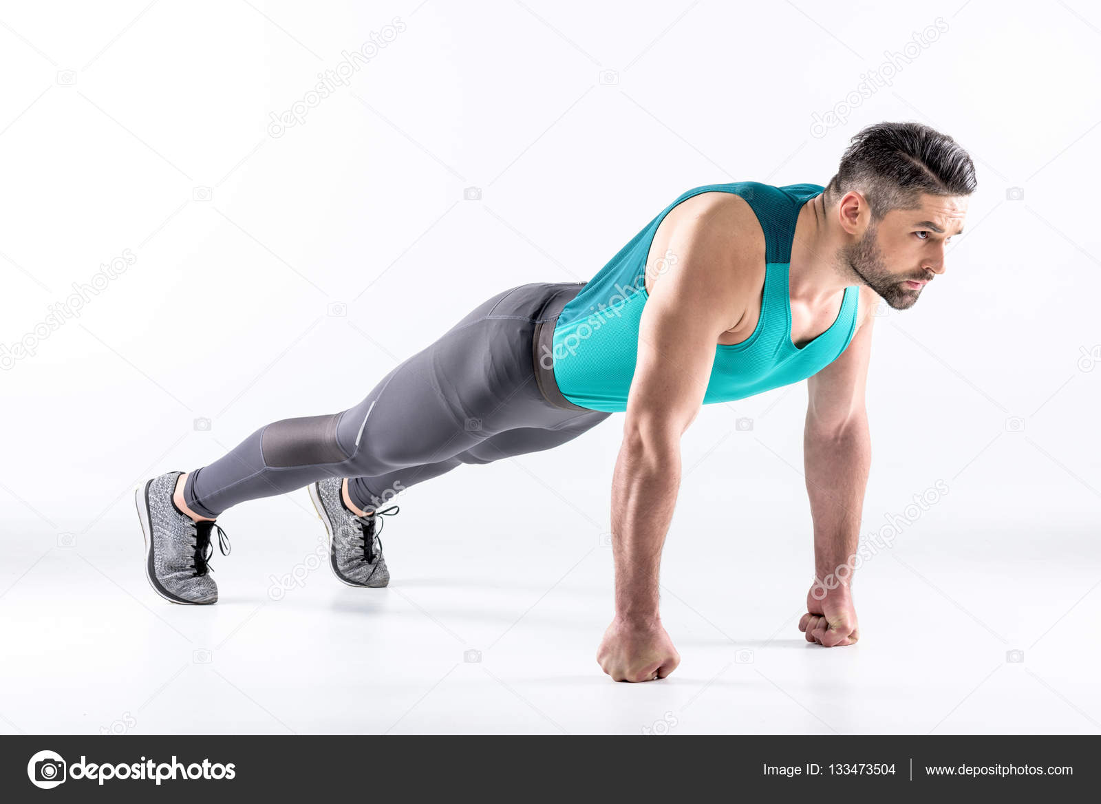 Man doing plank exercise — Stock Photo © AndrewLobov #133473504