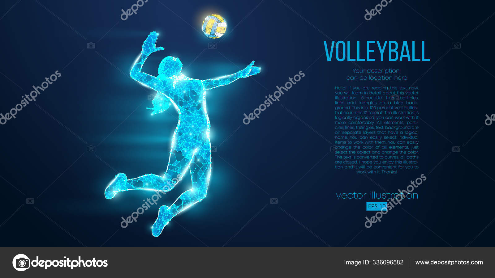 Abstract silhouette of volleyball player woman, girl, female with ...