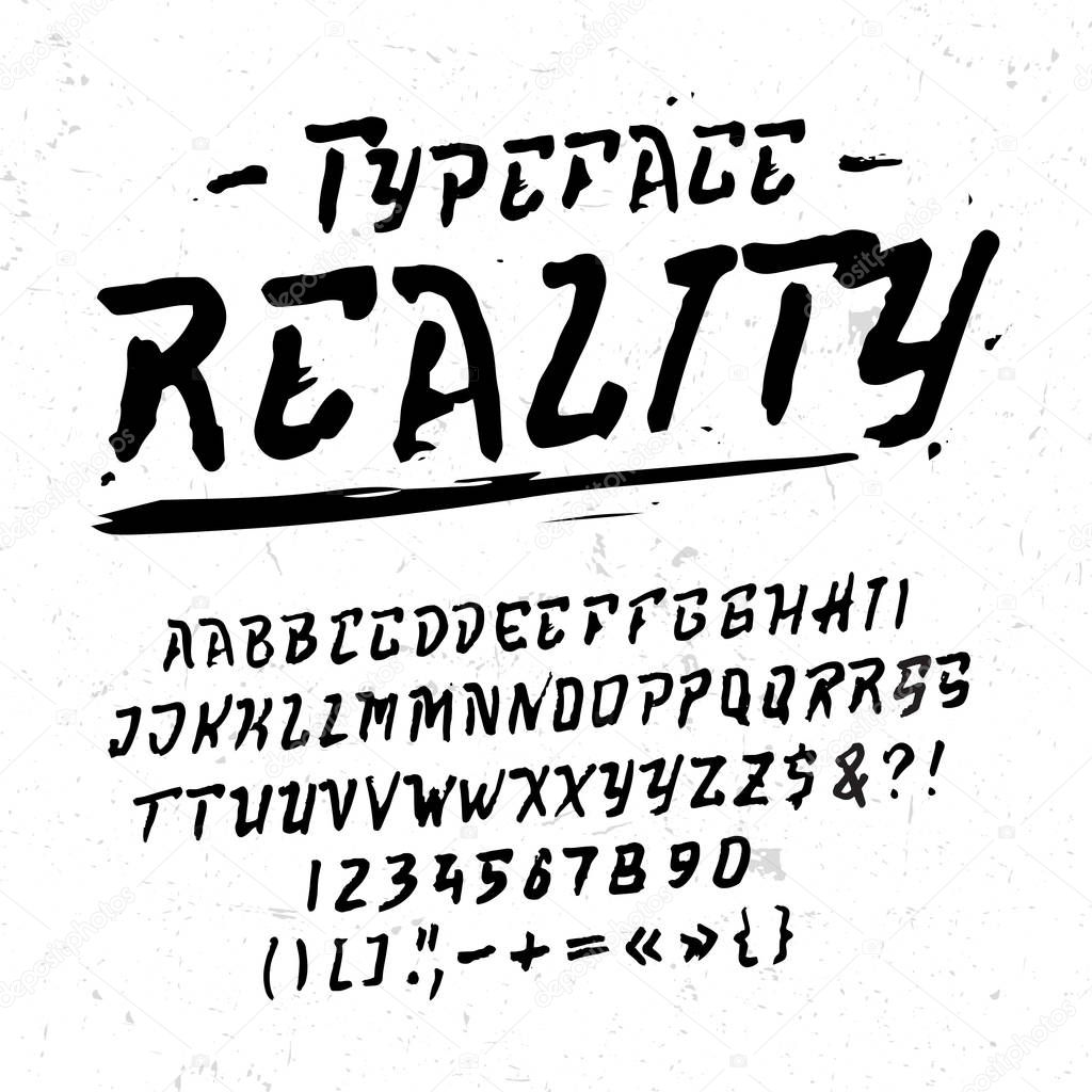 Font Reality. Tipo de letra de pantalla moderna hecha a mano Vector de ...