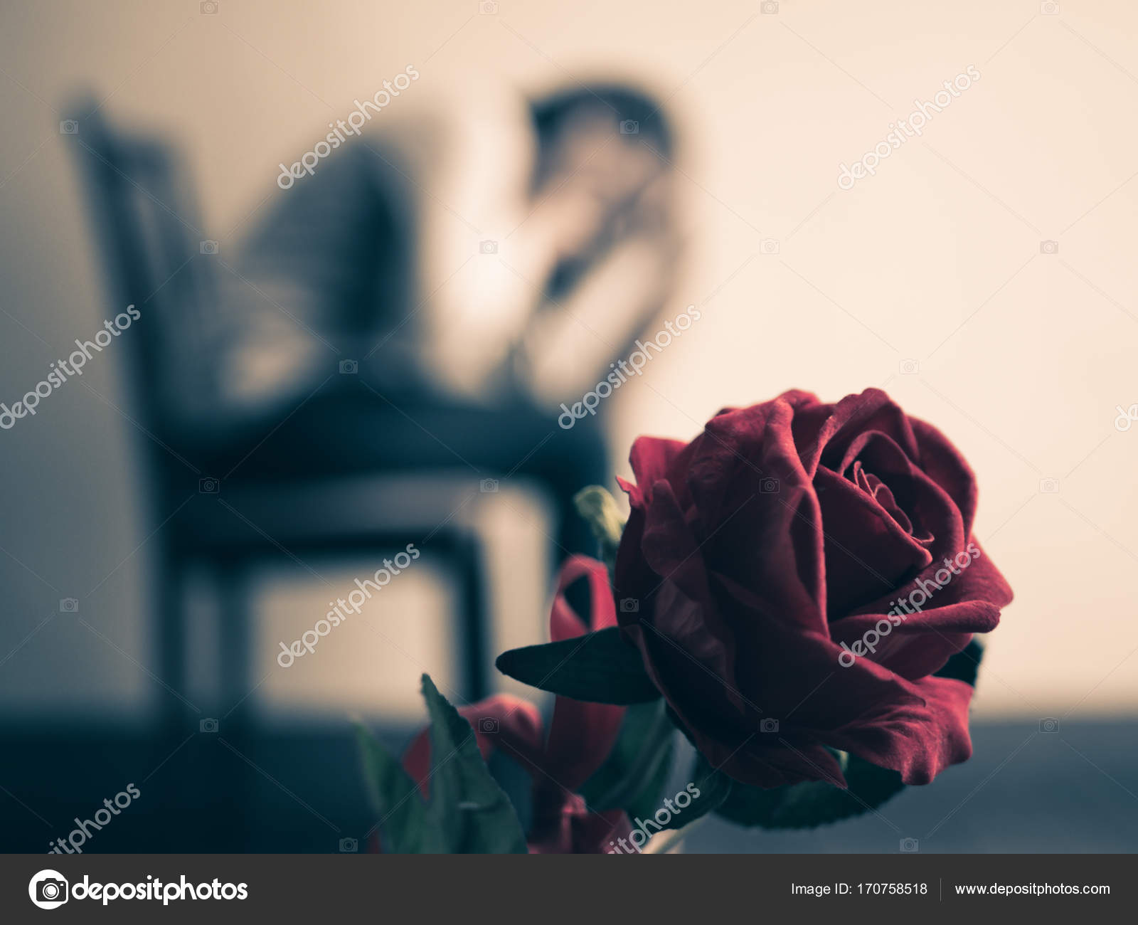 Sad Girl With Red Rose Wallpaper