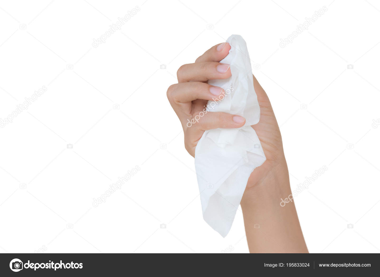 Woman Hand Holding Picking White Tissue Paper Isolated White Background ...