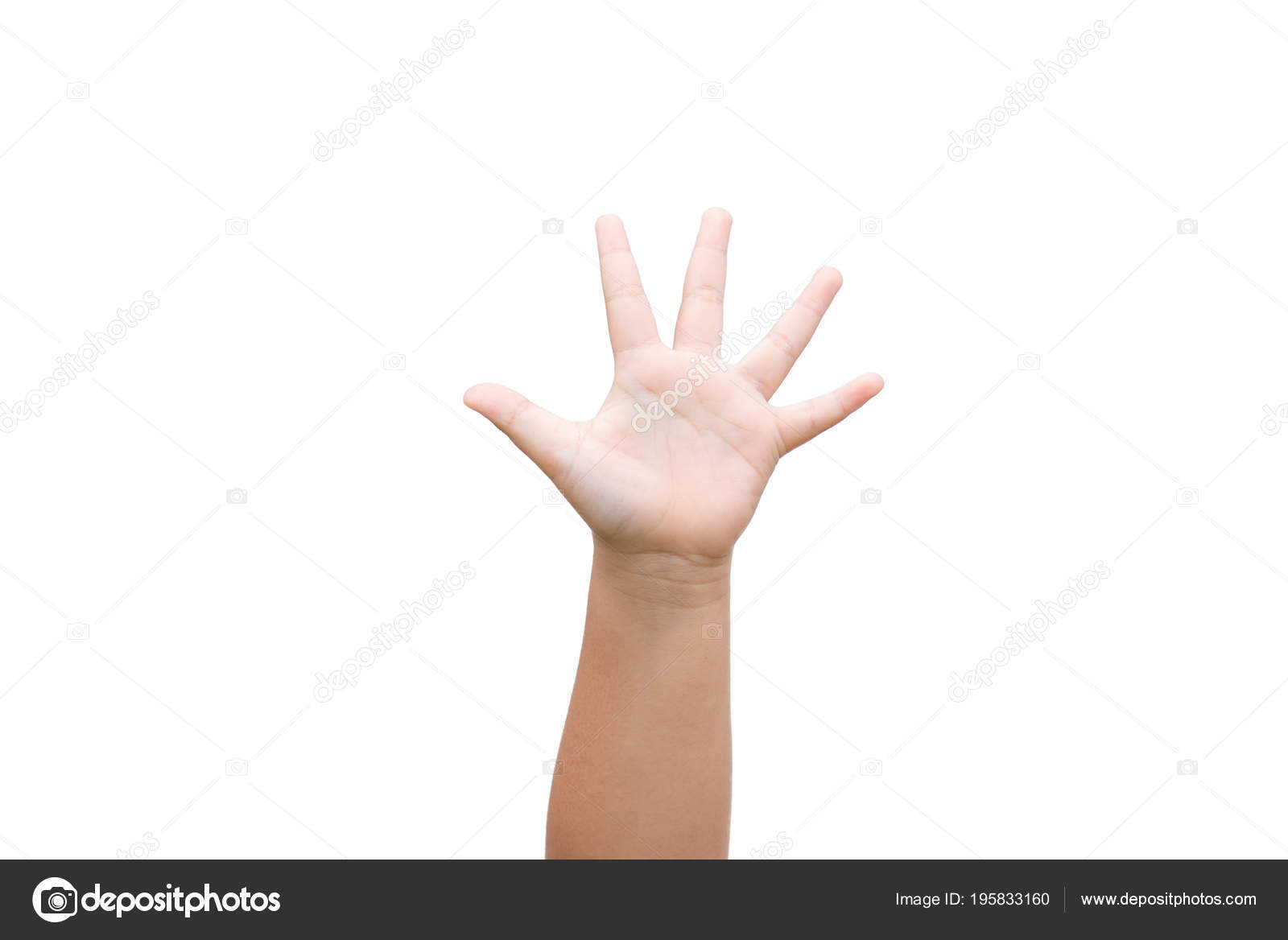 Children Boy Hand Showing Five Fingers White Background Stock Photo by ...