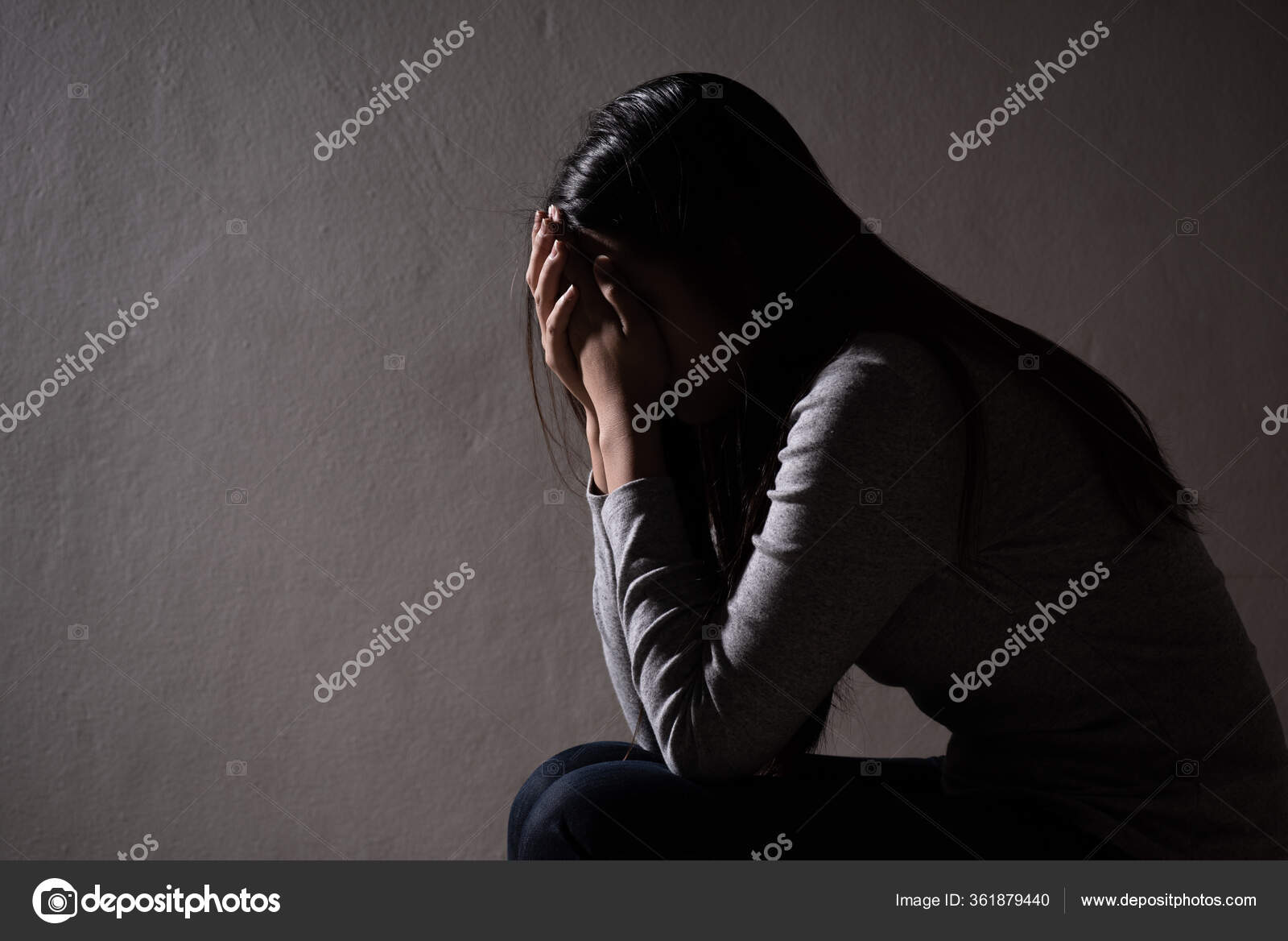 Girl Sitting Alone And Crying