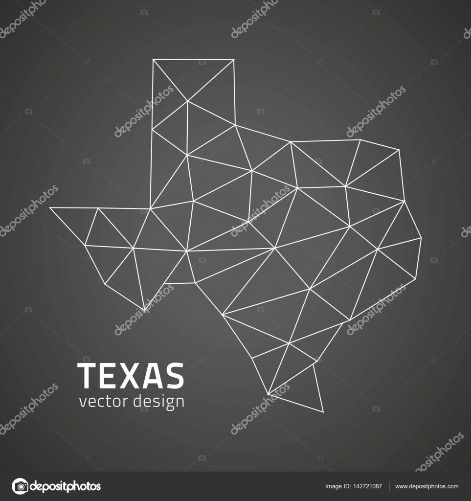 Texas grey vector outline polygonal triangle map Stock Vector by ...