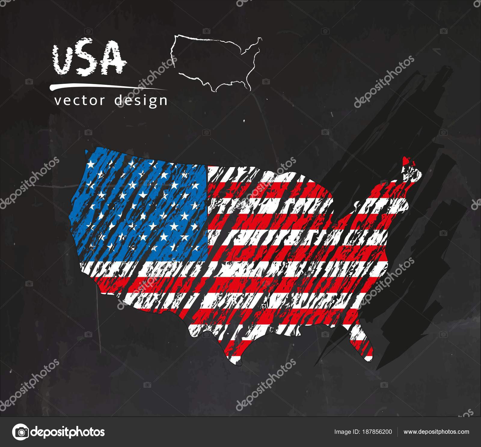 Usa National Vector Map Sketch Chalk Flag Sketch Chalk Hand Stock ...