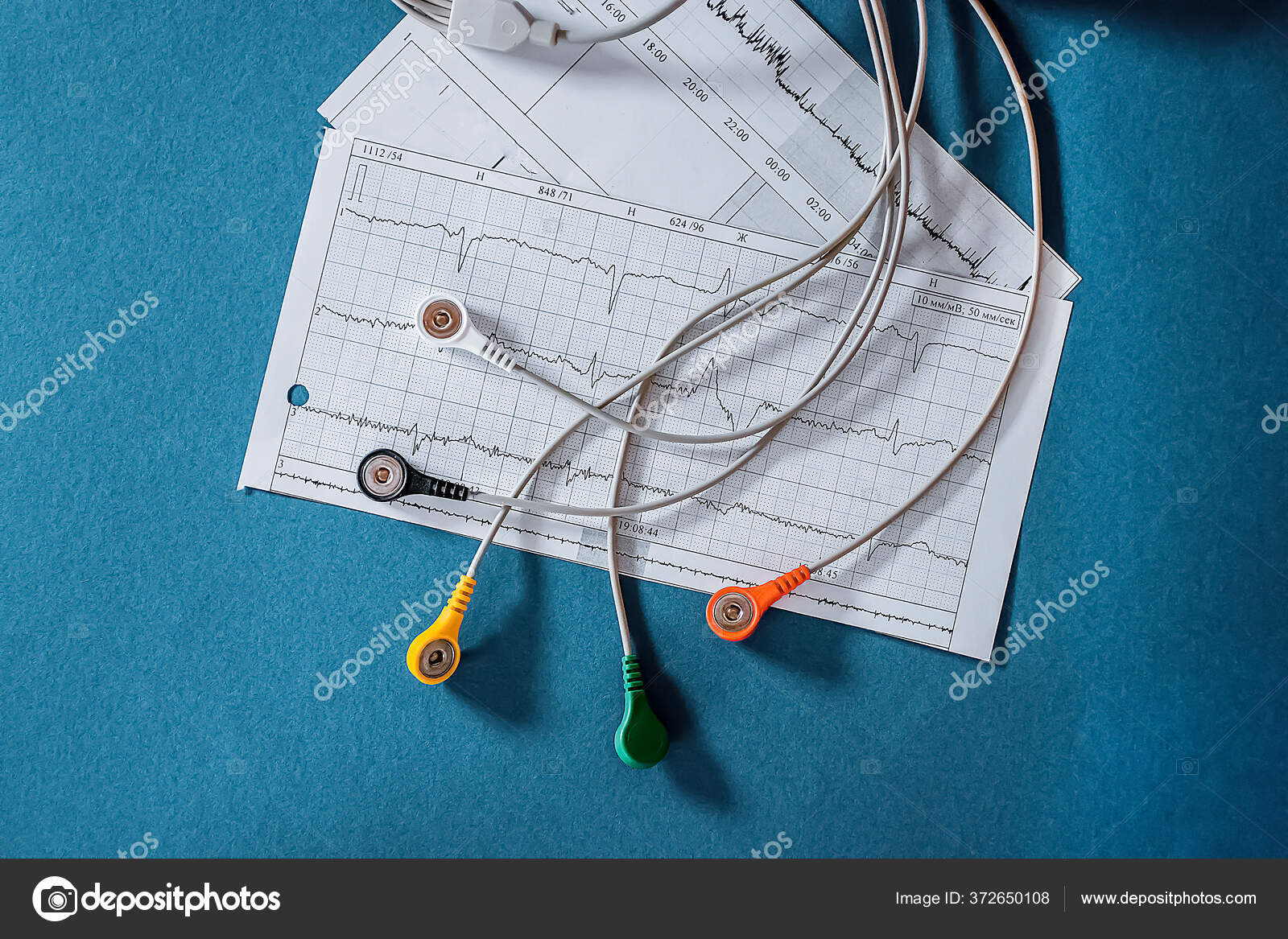Holter Monitoring Device Blue Background Soft Focus Stock Photo by ...