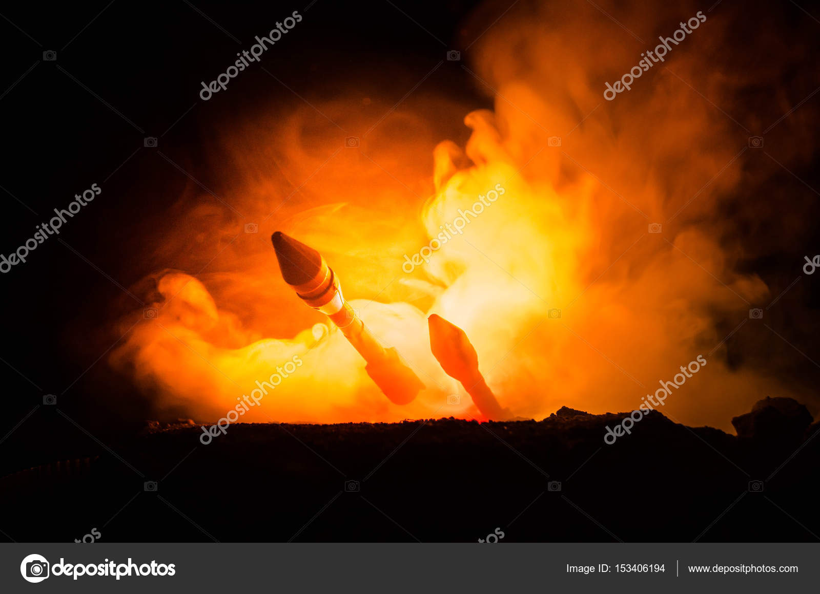 Rocket launch with fire clouds. Nuclear Missiles With Warhead Aimed at ...