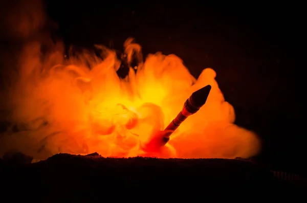 Rocket launch with fire clouds. Nuclear Missiles With Warhead Aimed at ...