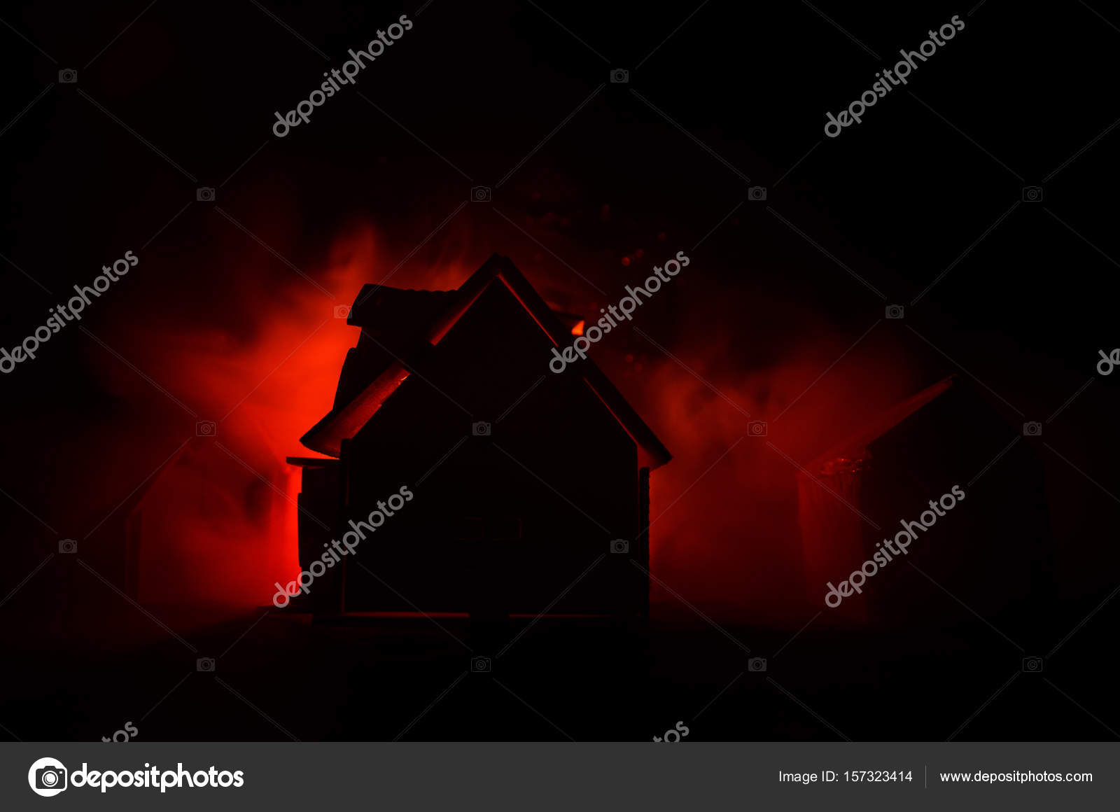 Old house with a Ghost in the moonlit night or Abandoned Haunted Horror ...