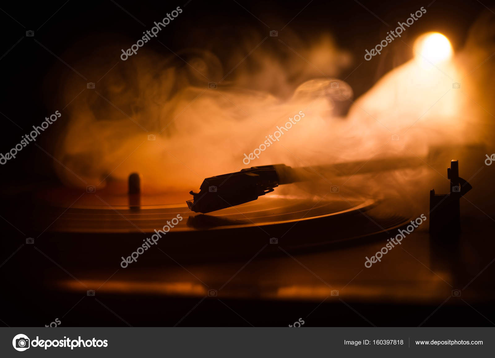 Turntable vinyl record player. Retro audio equipment for disc jockey ...