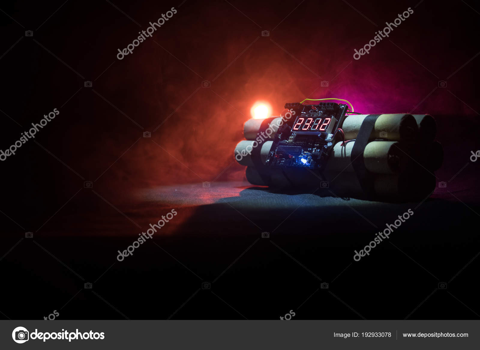 Image Time Bomb Dark Background Timer Counting Detonation Illuminated ...