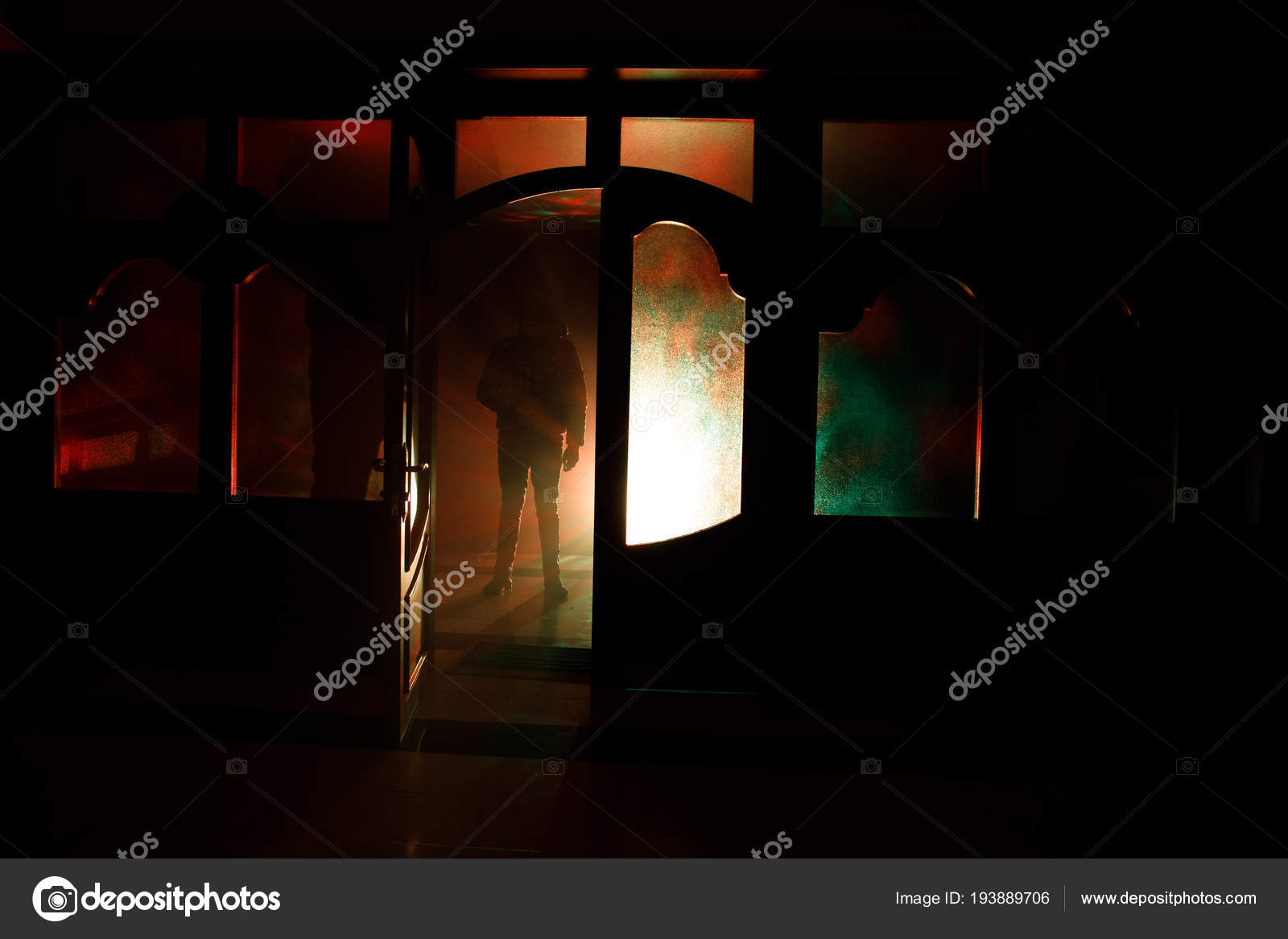 Silhouette Unknown Shadow Figure Door Closed Glass Door Silhouette ...