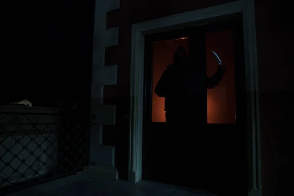 Silhouette Unknown Shadow Figure Door Closed Glass Door Silhouette ...