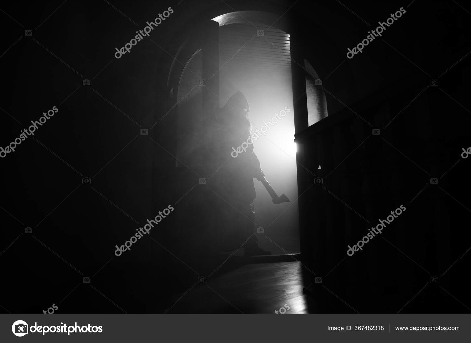 Silhouette Unknown Shadow Figure Door Closed Glass Door Spooky ...