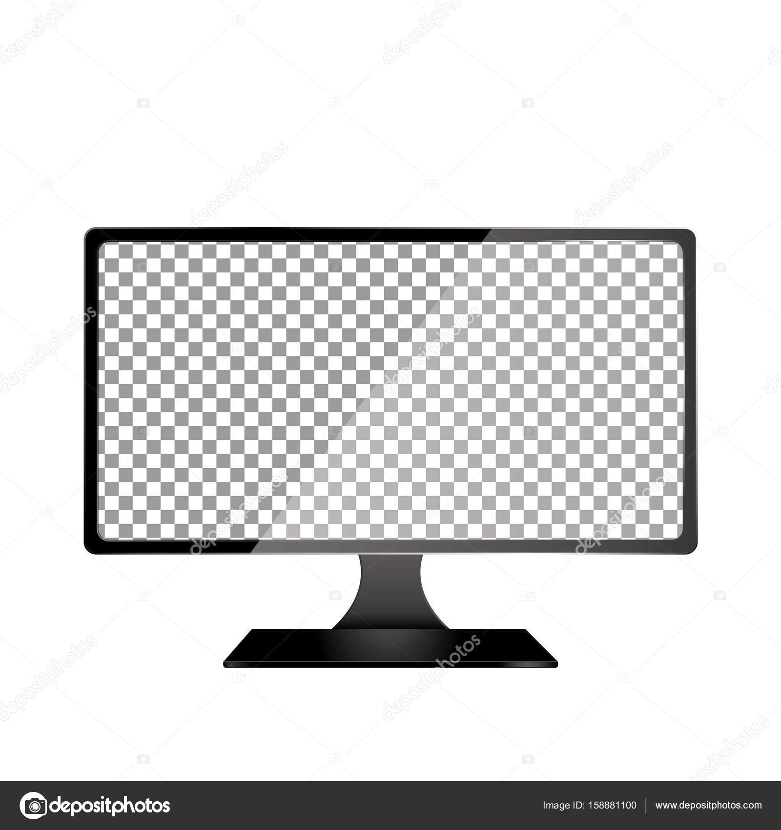 Realistic Computer with Transparent Wallpaper Screen Isolated. Set of ...