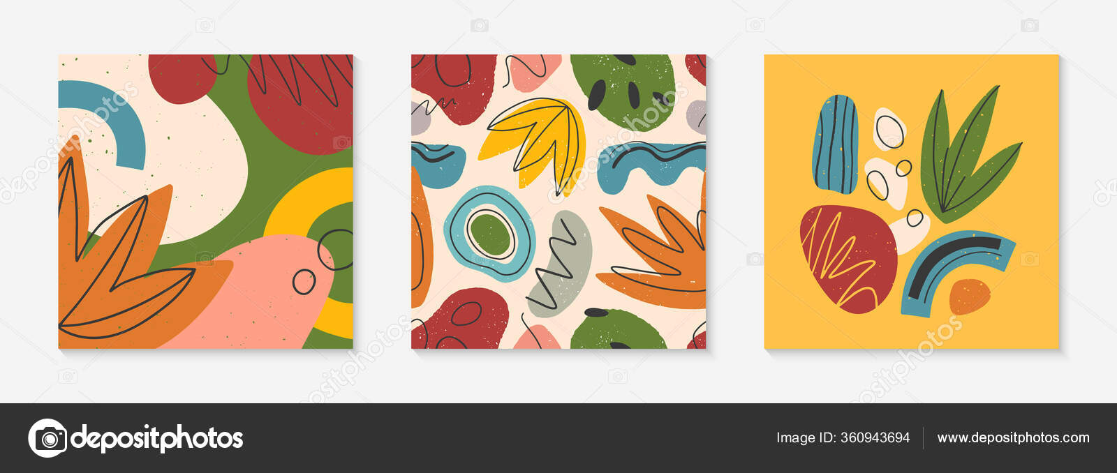 Set Creative Universal Cards Pattern Modern Vector Illustrations Hand ...