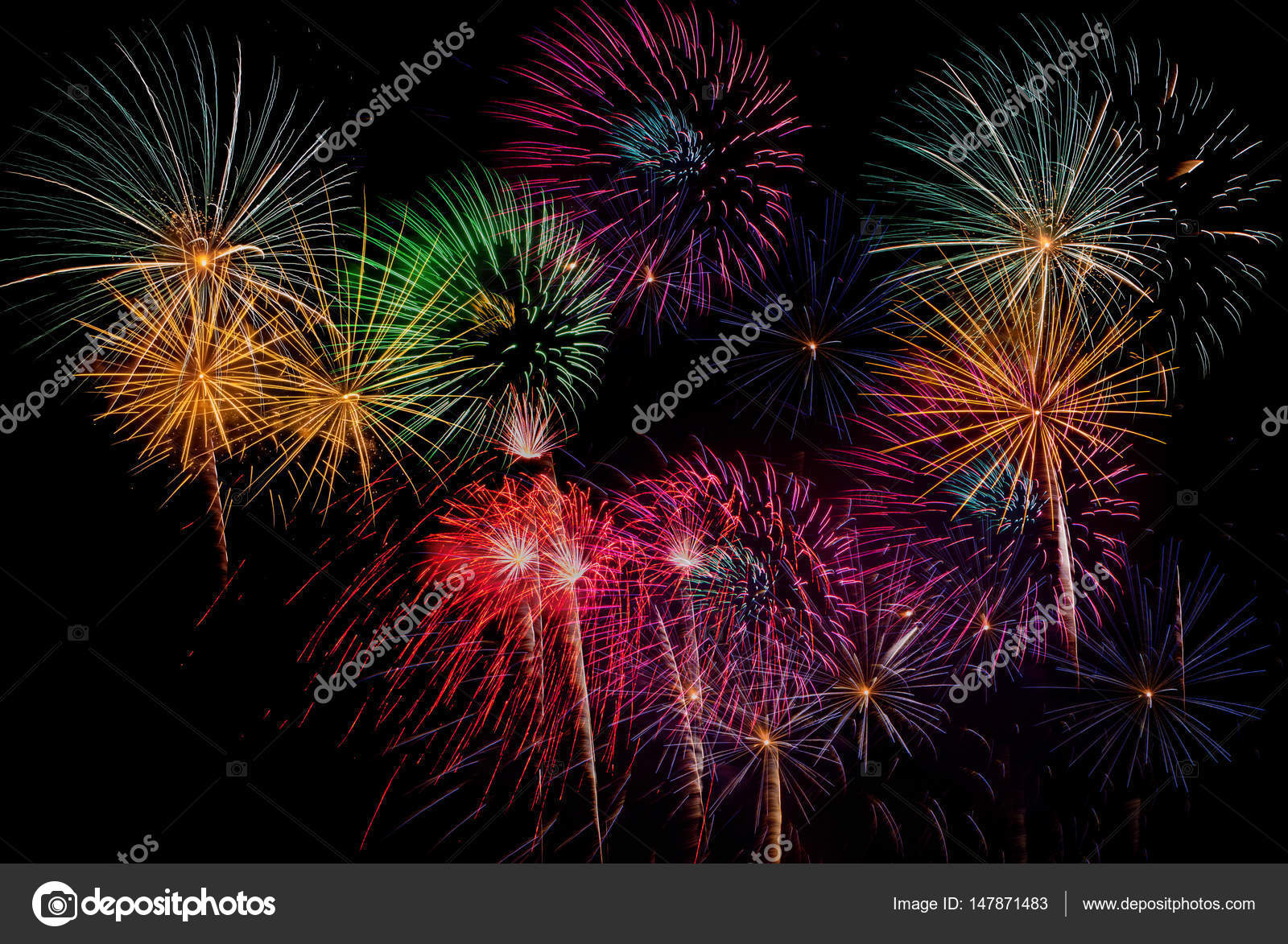 Fireworks Celebration at night on New Year and copy space Stock Photo ...