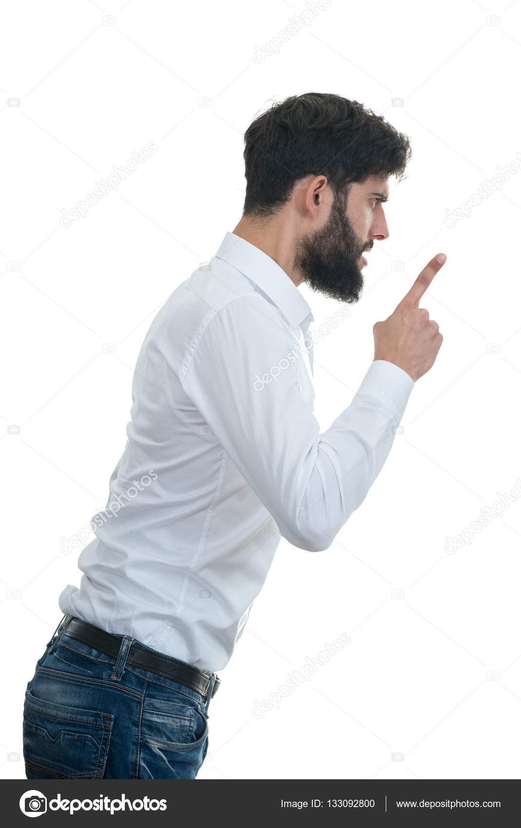 Man Yelling Side View