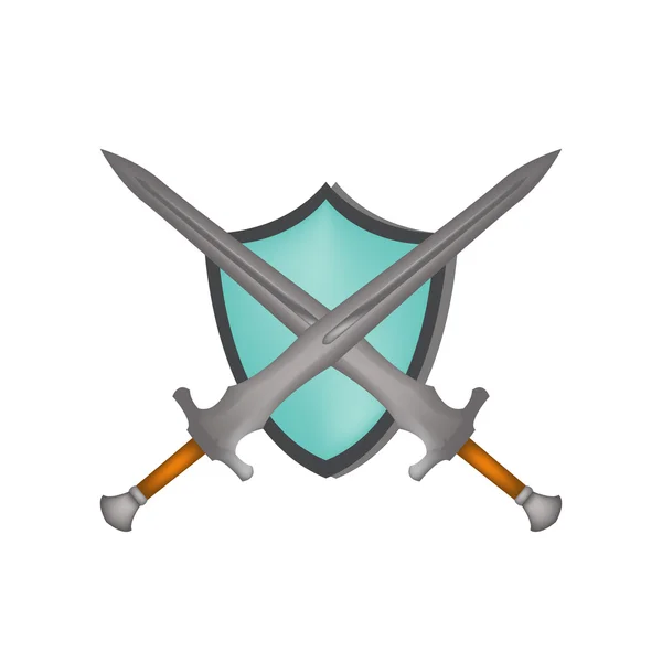 Shield and two crossed swords isolated on white — Stock Photo © Andrey ...